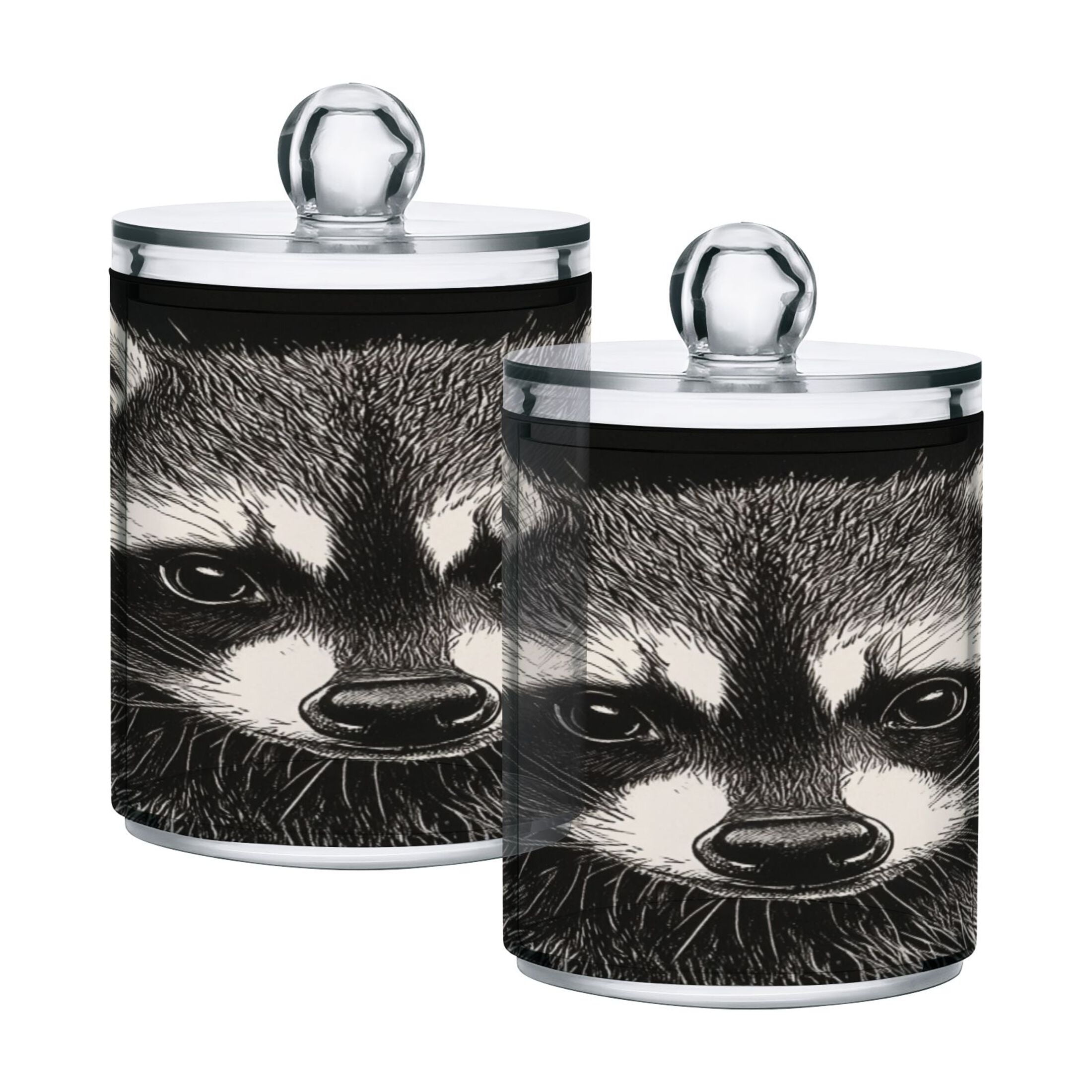 2 Pack Bathroom Canisters Transparent Storage Jar for Cotton Ball, Swab, Floss An Adorable ...