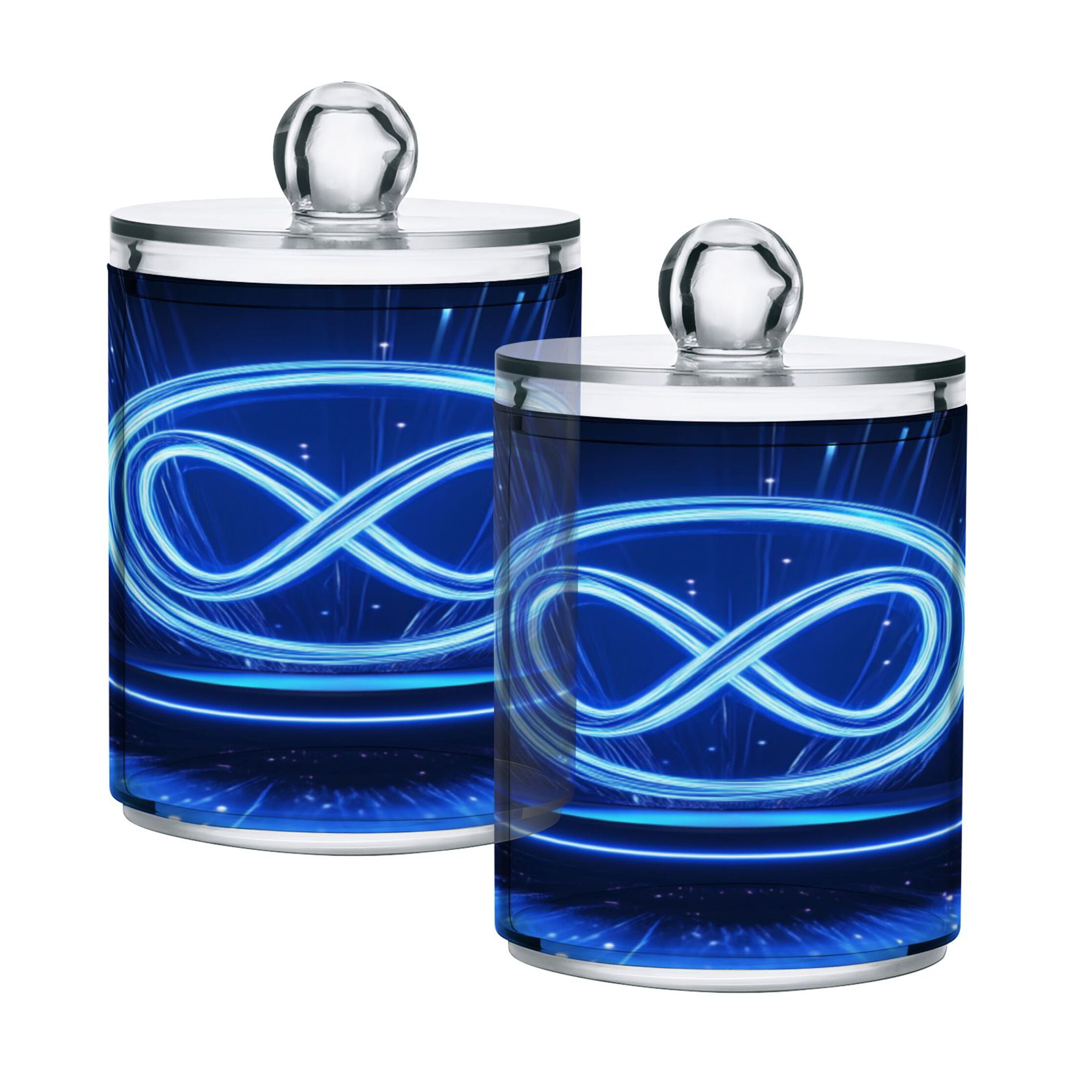 2 Pack Bathroom Canisters Transparent Storage Jar for Cotton Ball, Swab ...