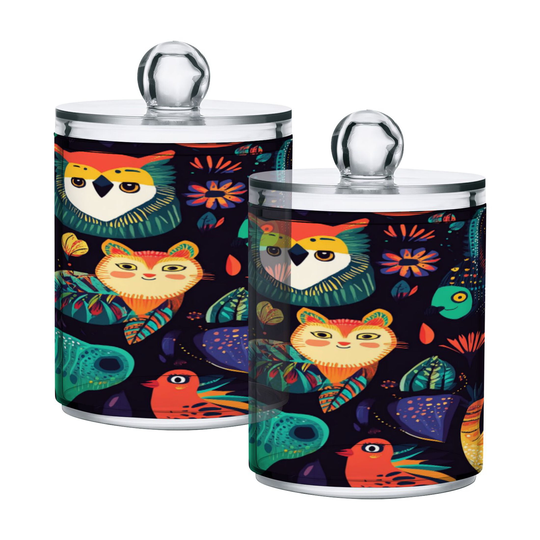 2 Pack Bathroom Canisters Transparent Storage Jar for Cotton Ball, Swab ...