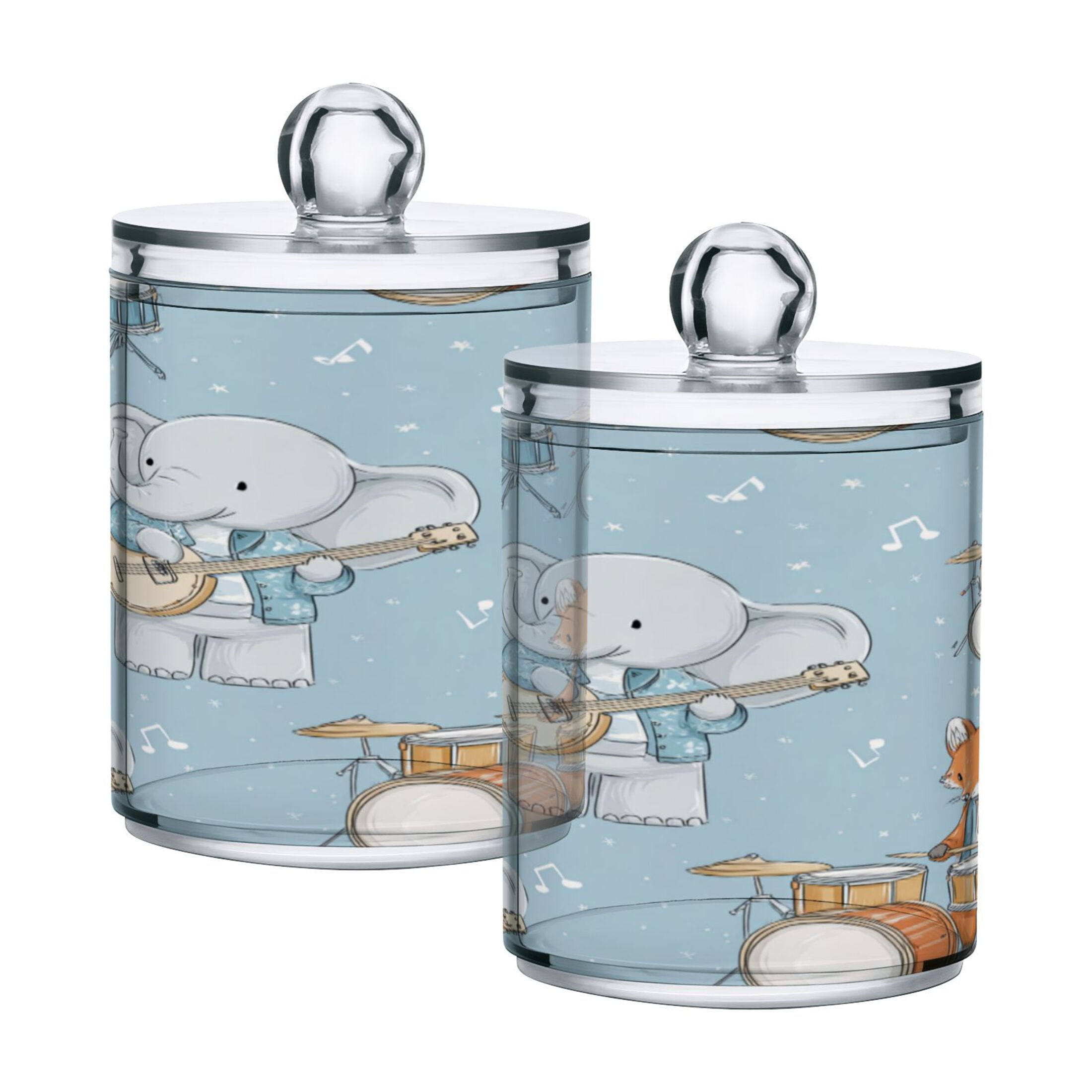 2 Pack Bathroom Canisters Transparent Storage Jar for Cotton Ball, Swab ...