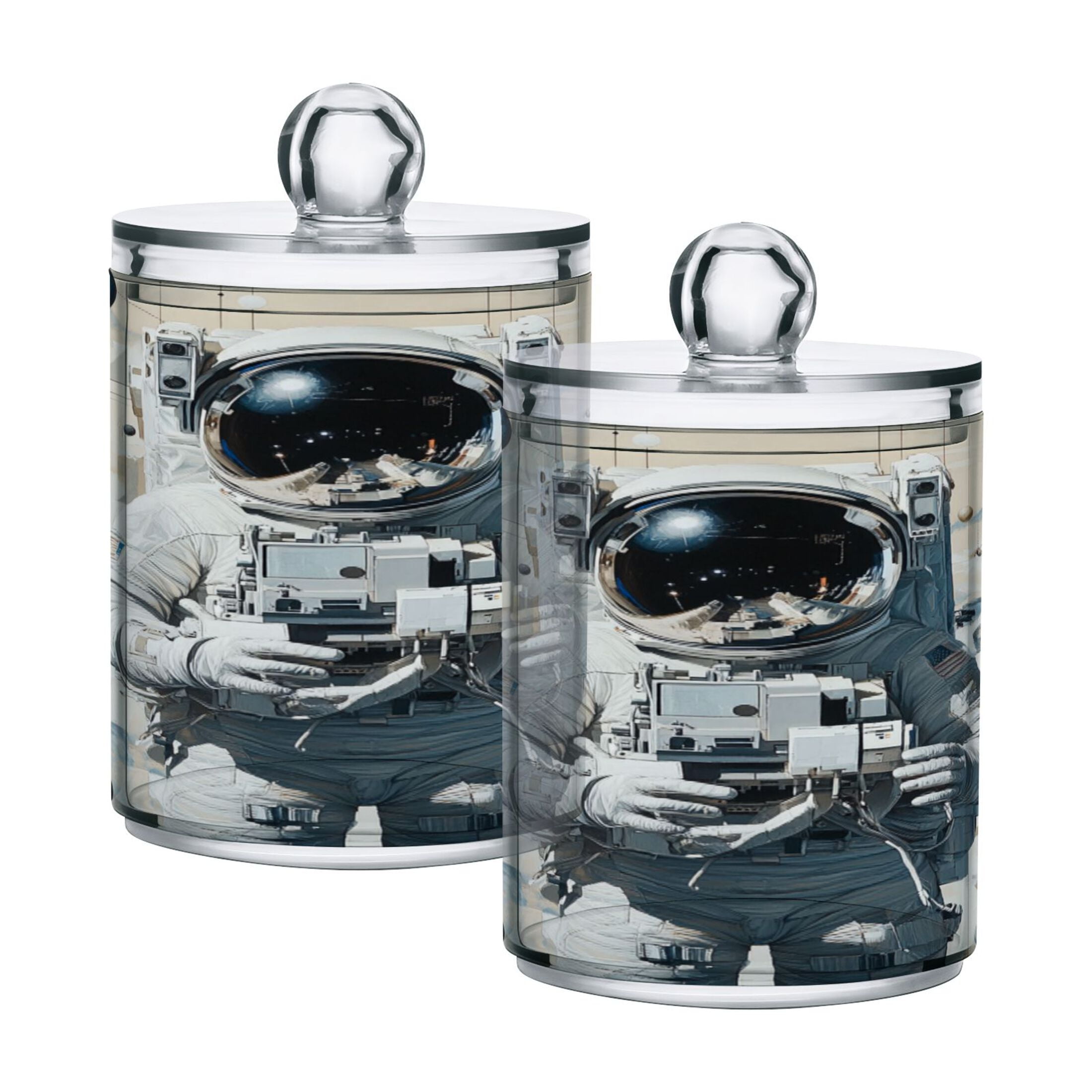 2 Pack Bathroom Canisters Transparent Storage Jar for Cotton Ball, Swab ...