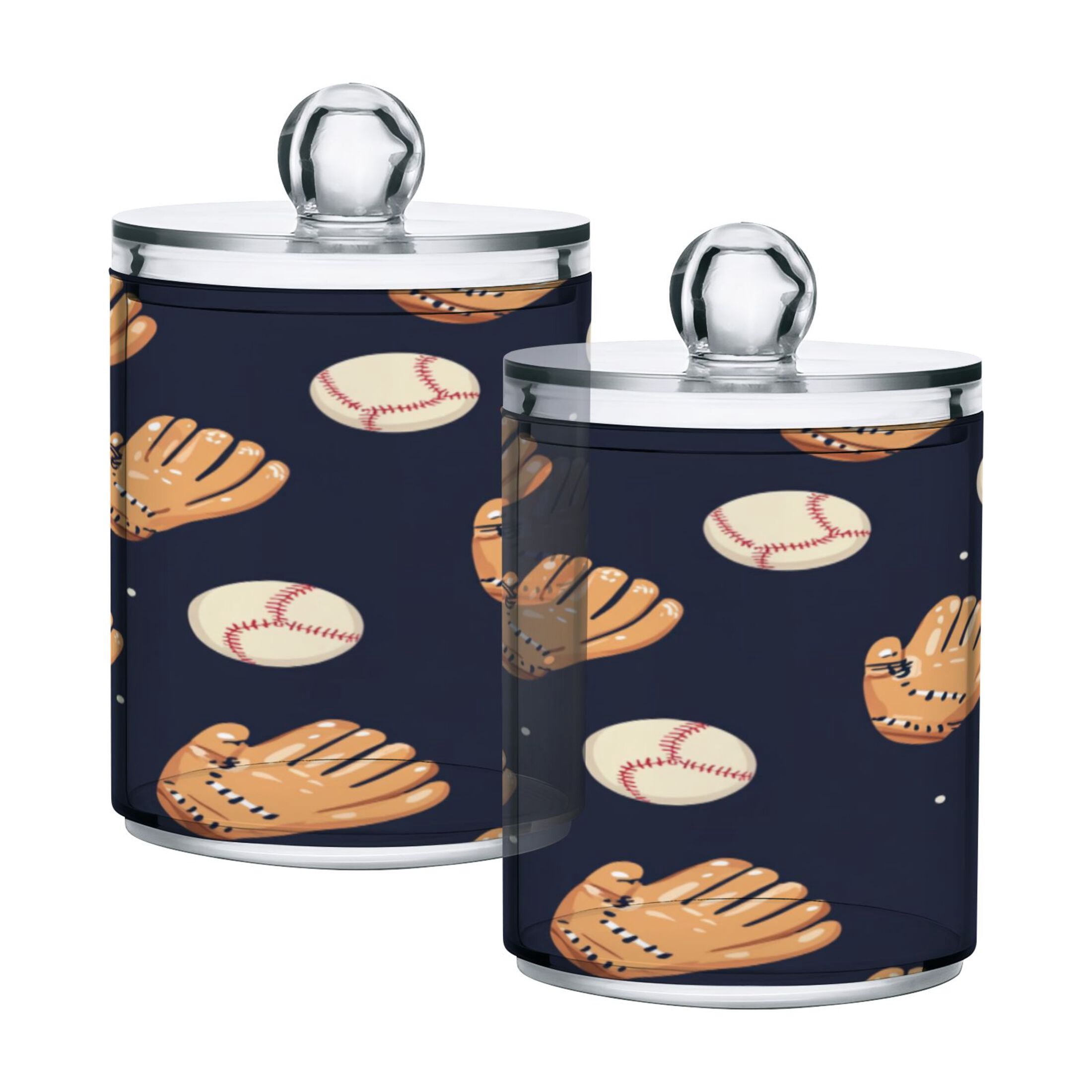 2 Pack Bathroom Canisters Transparent Storage Jar for Cotton Ball, Swab ...