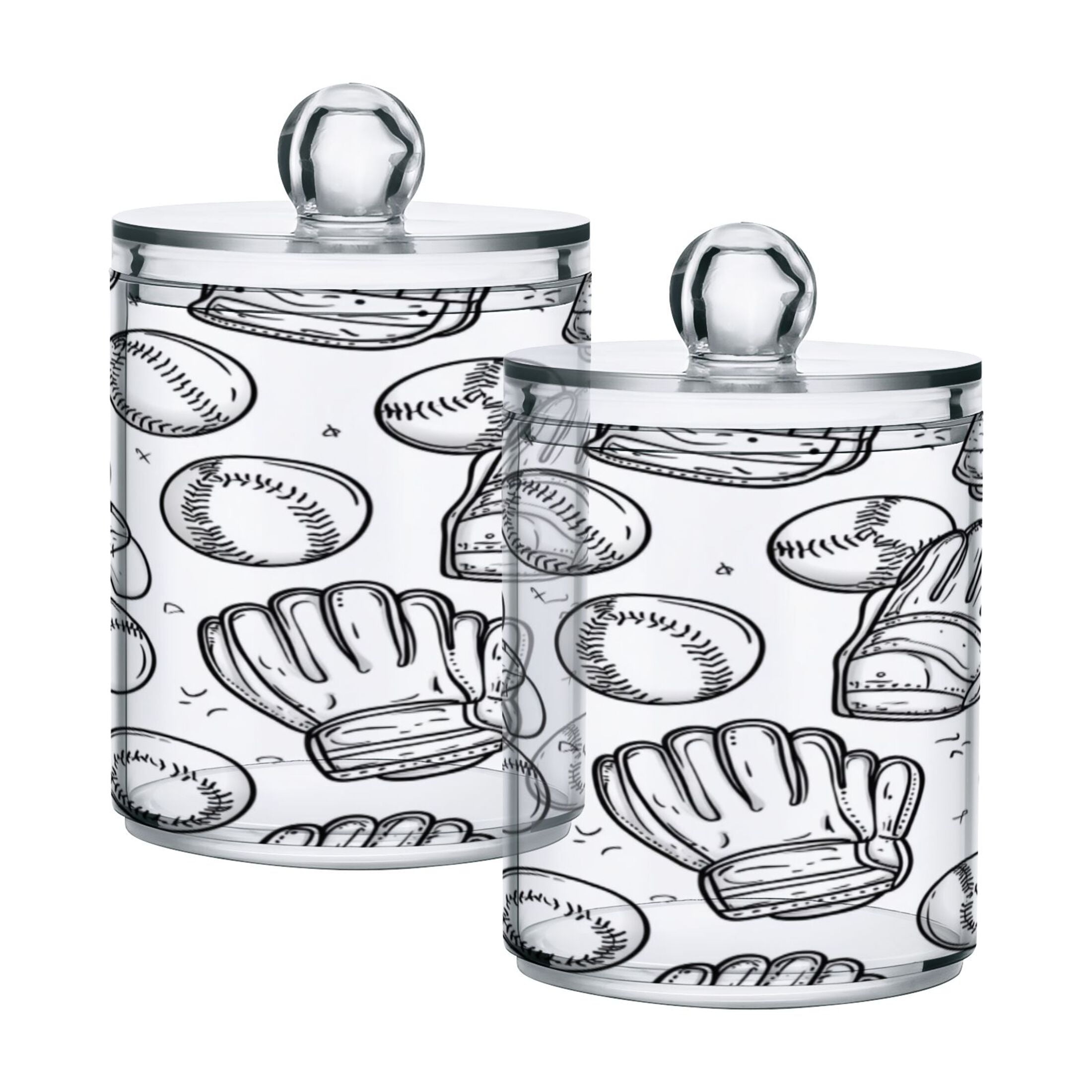 2 Pack Bathroom Canisters Transparent Storage Jar for Cotton Ball, Swab ...