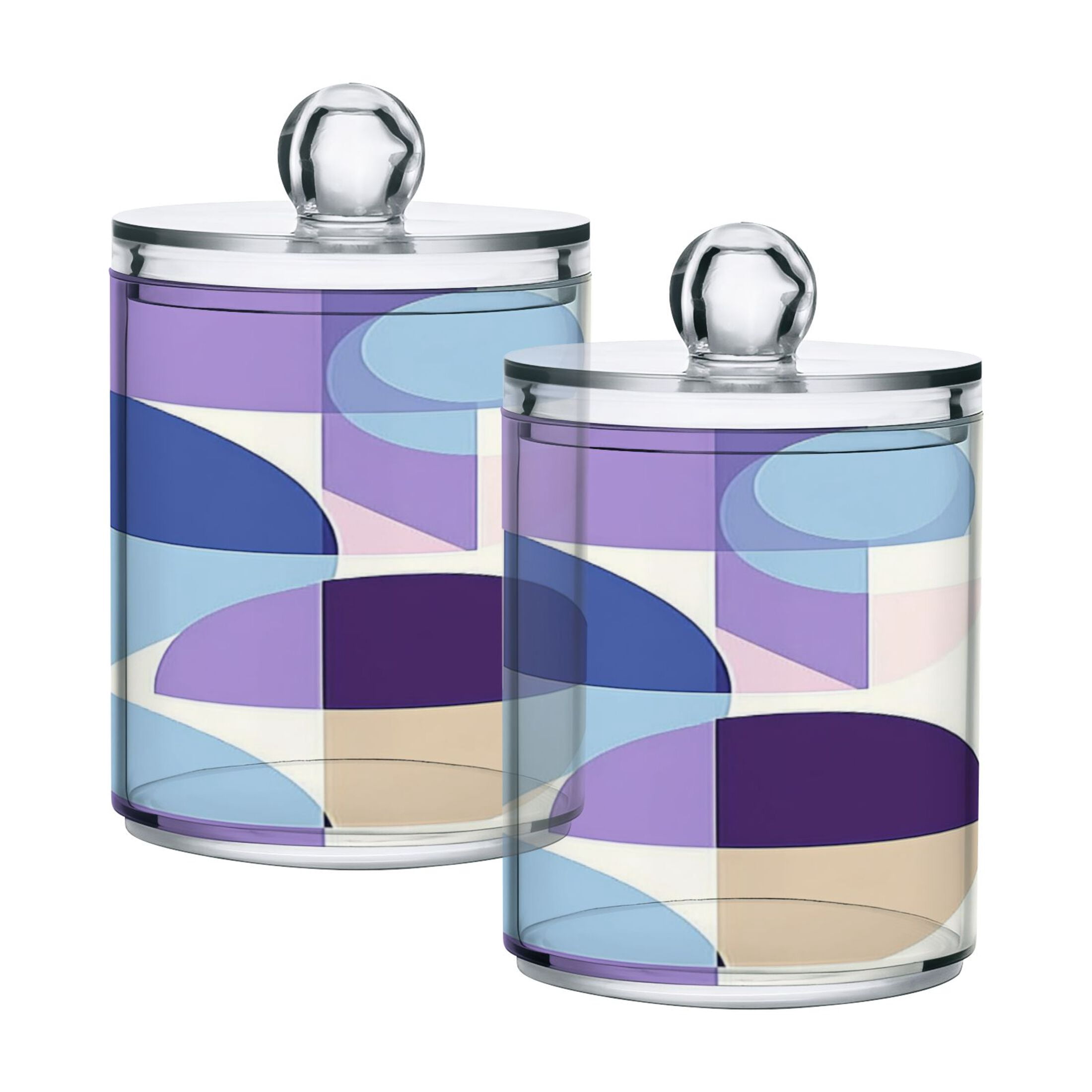2 Pack Bathroom Canisters Transparent Storage Jar for Cotton Ball, Swab ...
