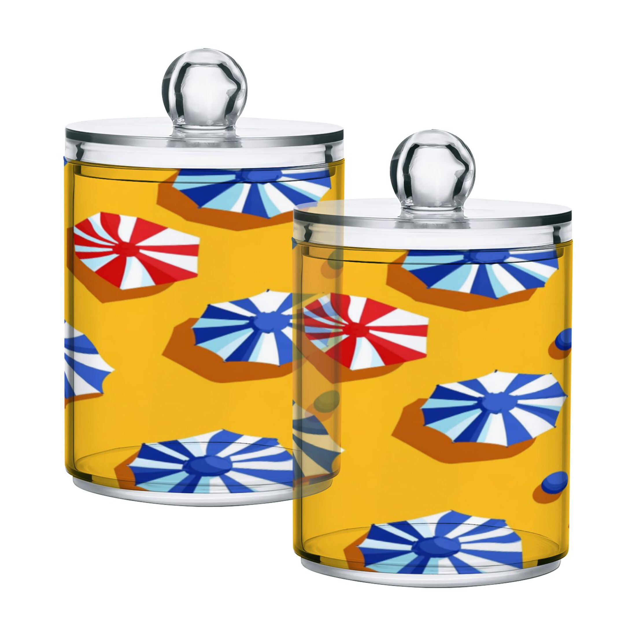 2 Pack Bathroom Canisters Transparent Storage Jar for Cotton Ball, Swab ...