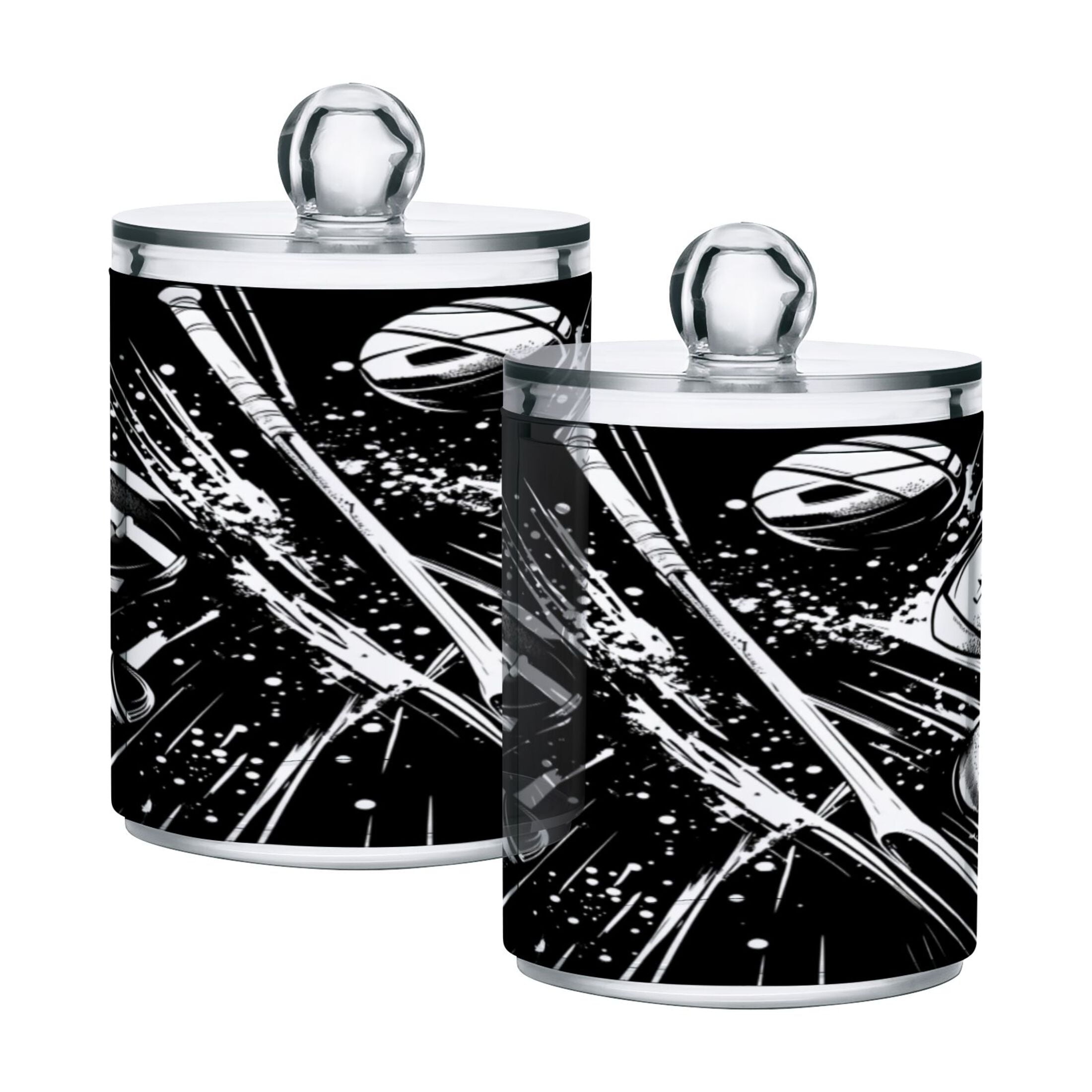 2 Pack Bathroom Canisters Transparent Storage Jar for Cotton Ball, Swab ...