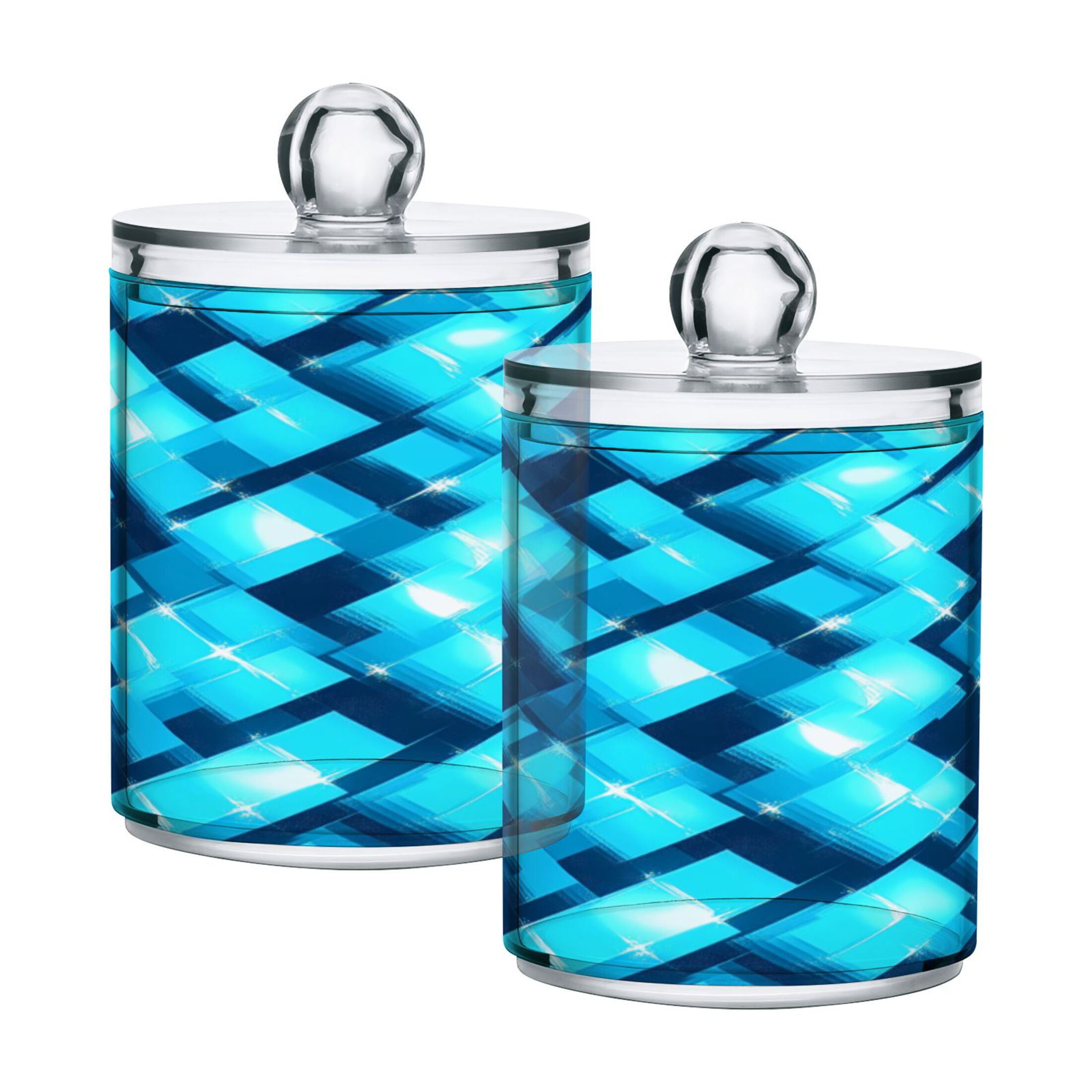2 Pack Bathroom Canisters Transparent Storage Jar for Cotton Ball, Swab ...