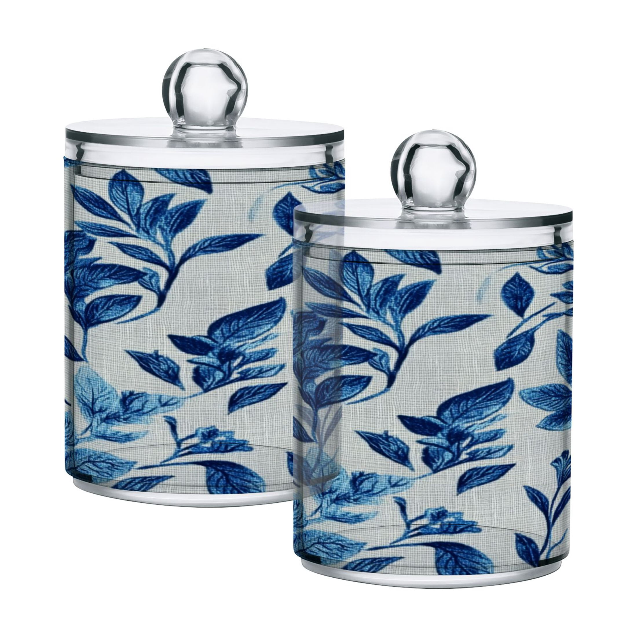 2 Pack Bathroom Canisters Transparent Storage Jar for Cotton Ball, Swab ...