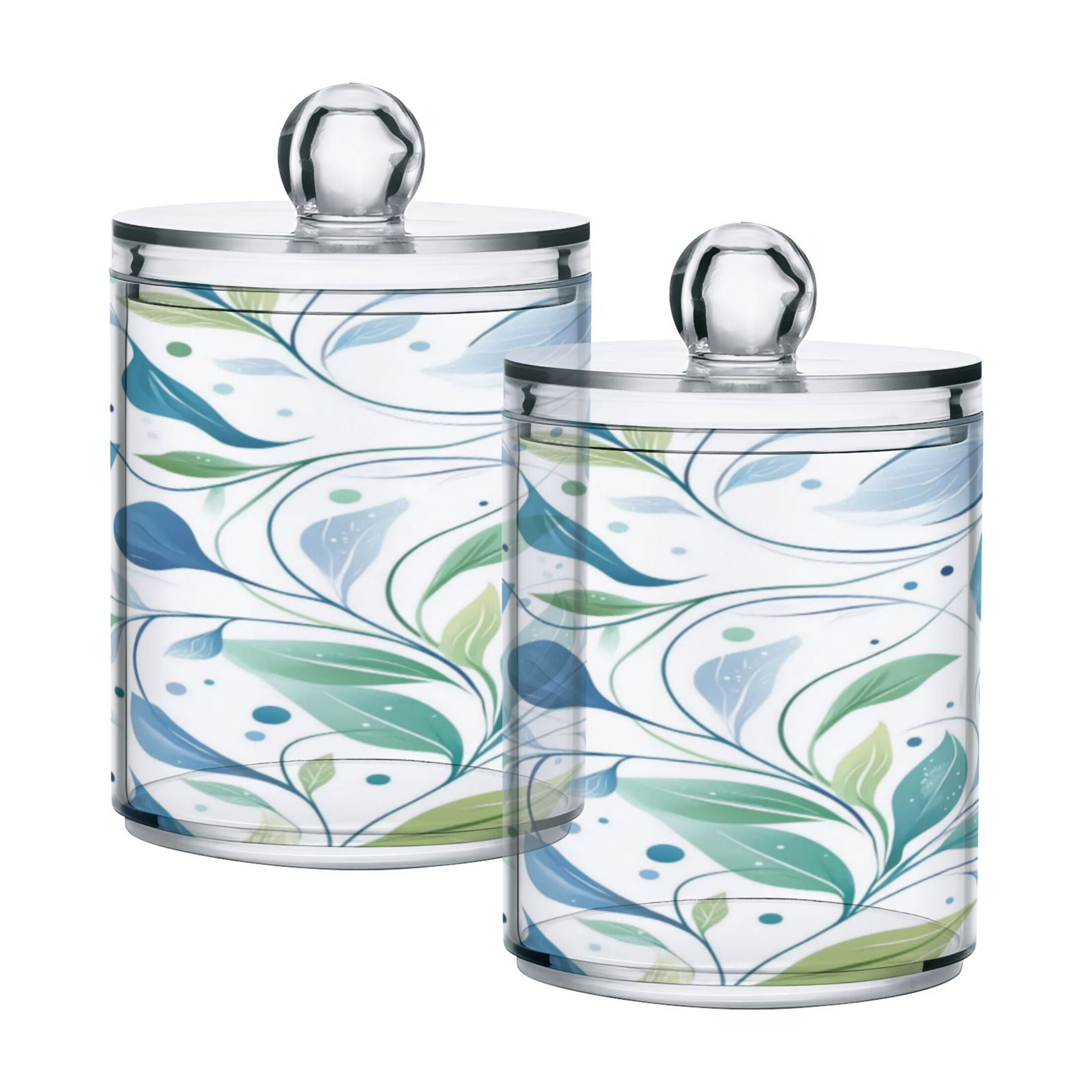 2 Pack Bathroom Canisters Transparent Storage Jar for Cotton Ball, Swab ...