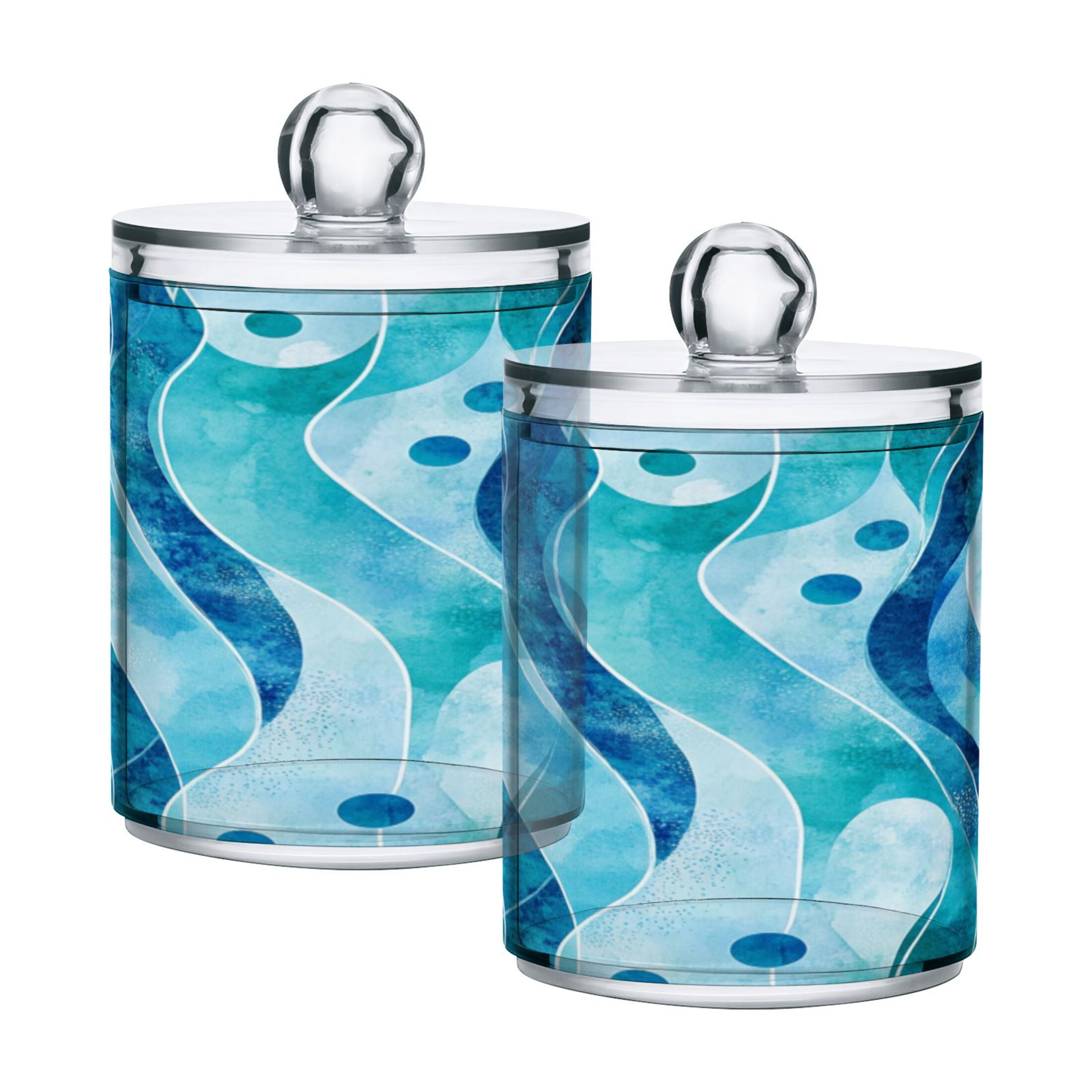 2 Pack Bathroom Canisters Transparent Storage Jar for Cotton Ball, Swab ...