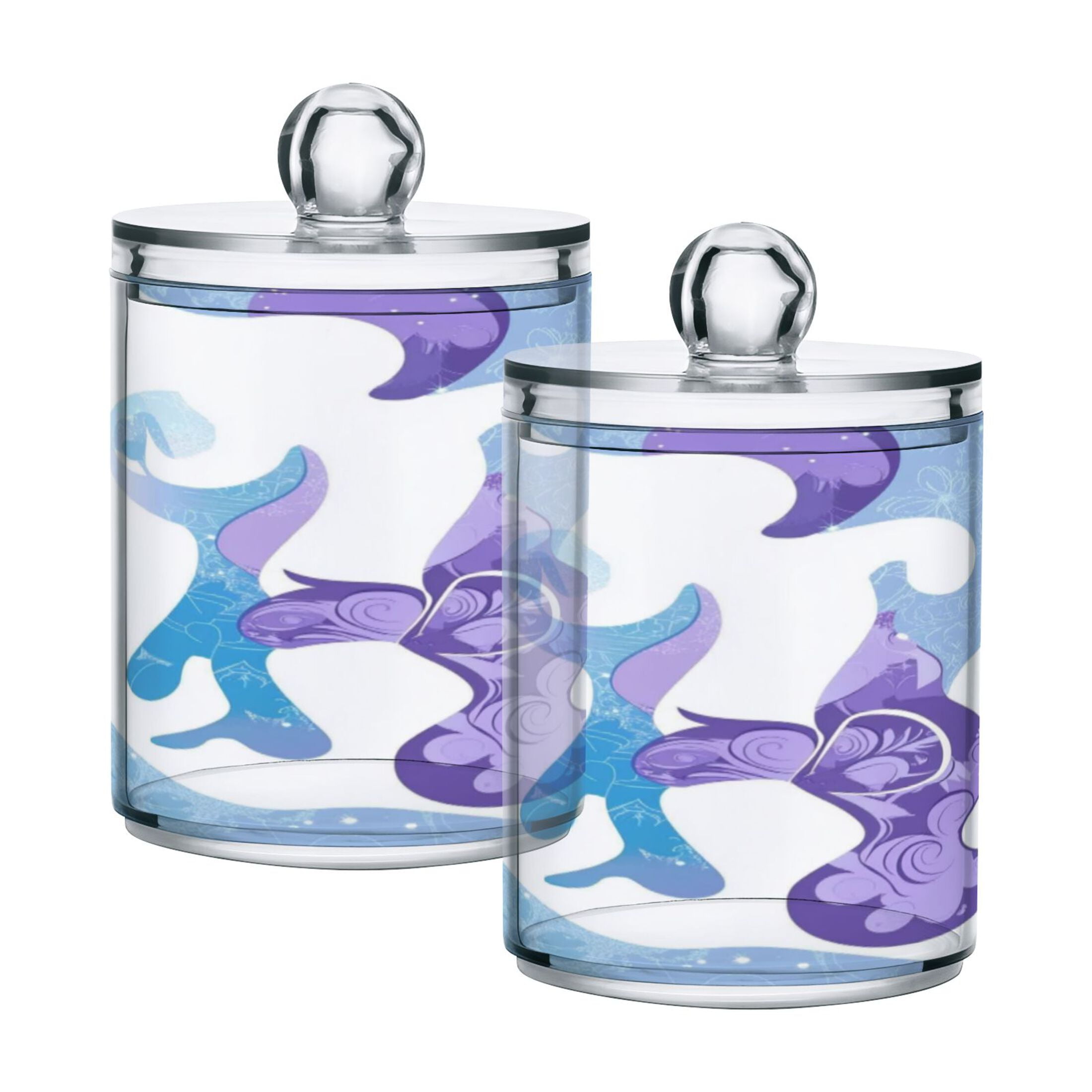 2 Pack Bathroom Canisters Transparent Storage Jar for Cotton Ball, Swab ...