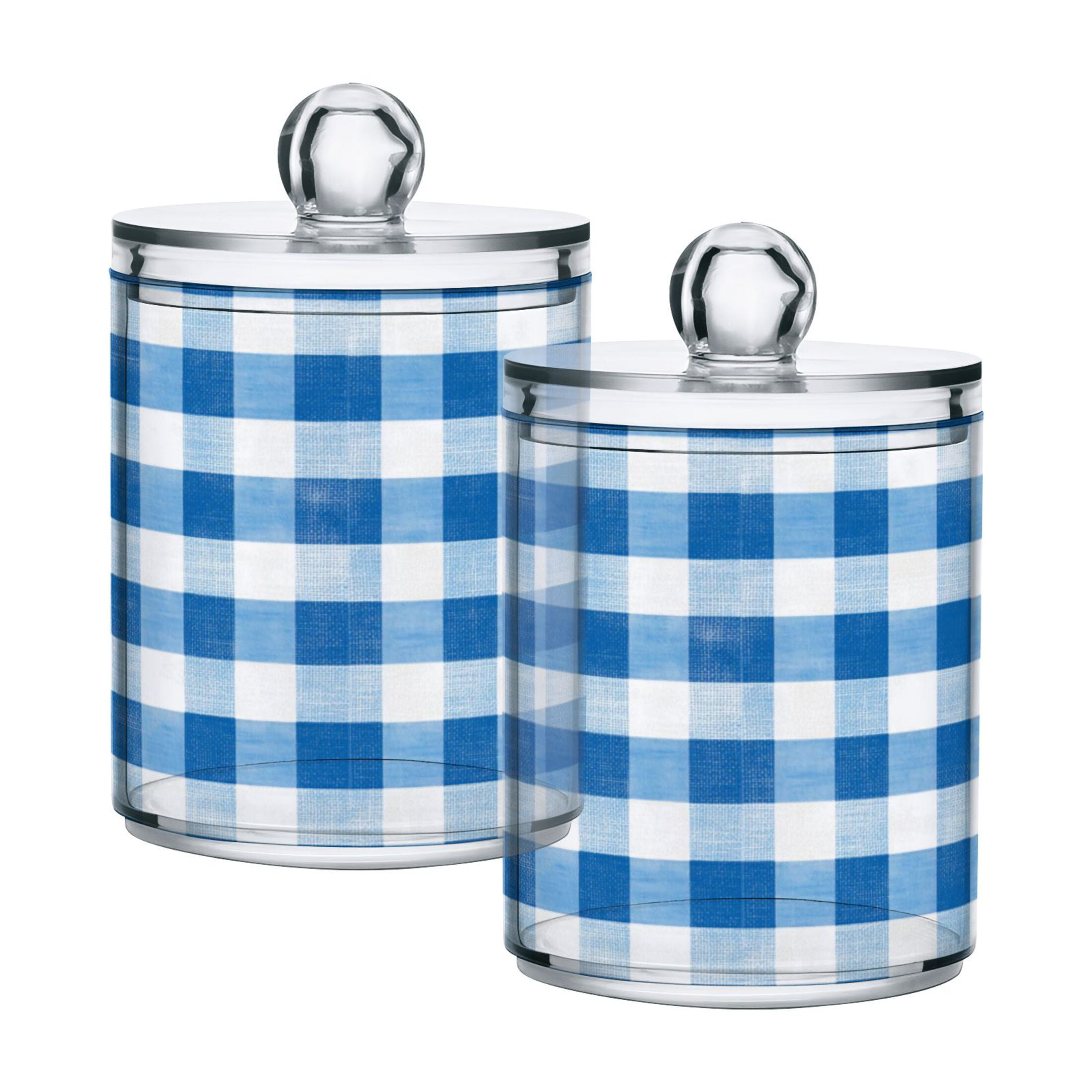 2 Pack Bathroom Canisters Transparent Storage Jar for Cotton Ball, Swab ...