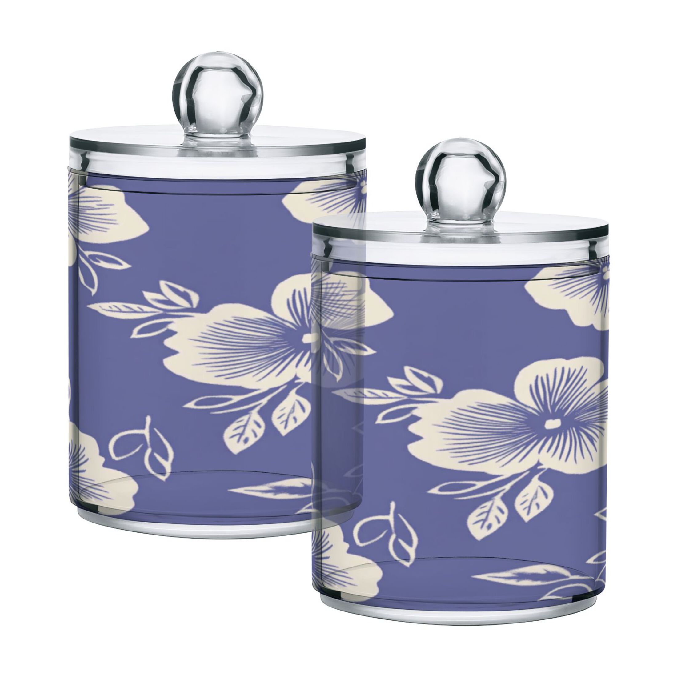 2 Pack Bathroom Canisters Transparent Storage Jar for Cotton Ball, Swab ...