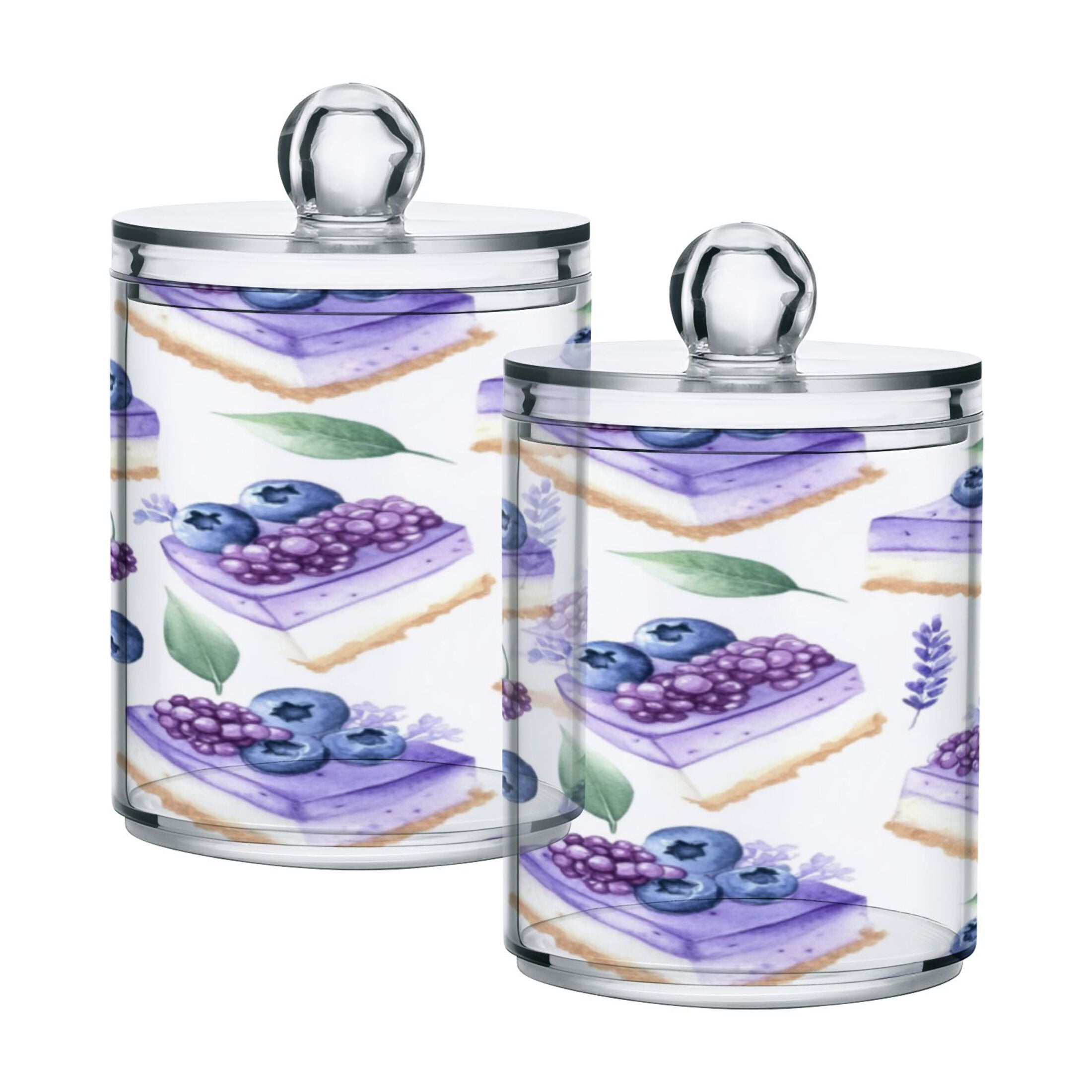 2 Pack Bathroom Canisters Transparent Storage Jar for Cotton Ball, Swab ...