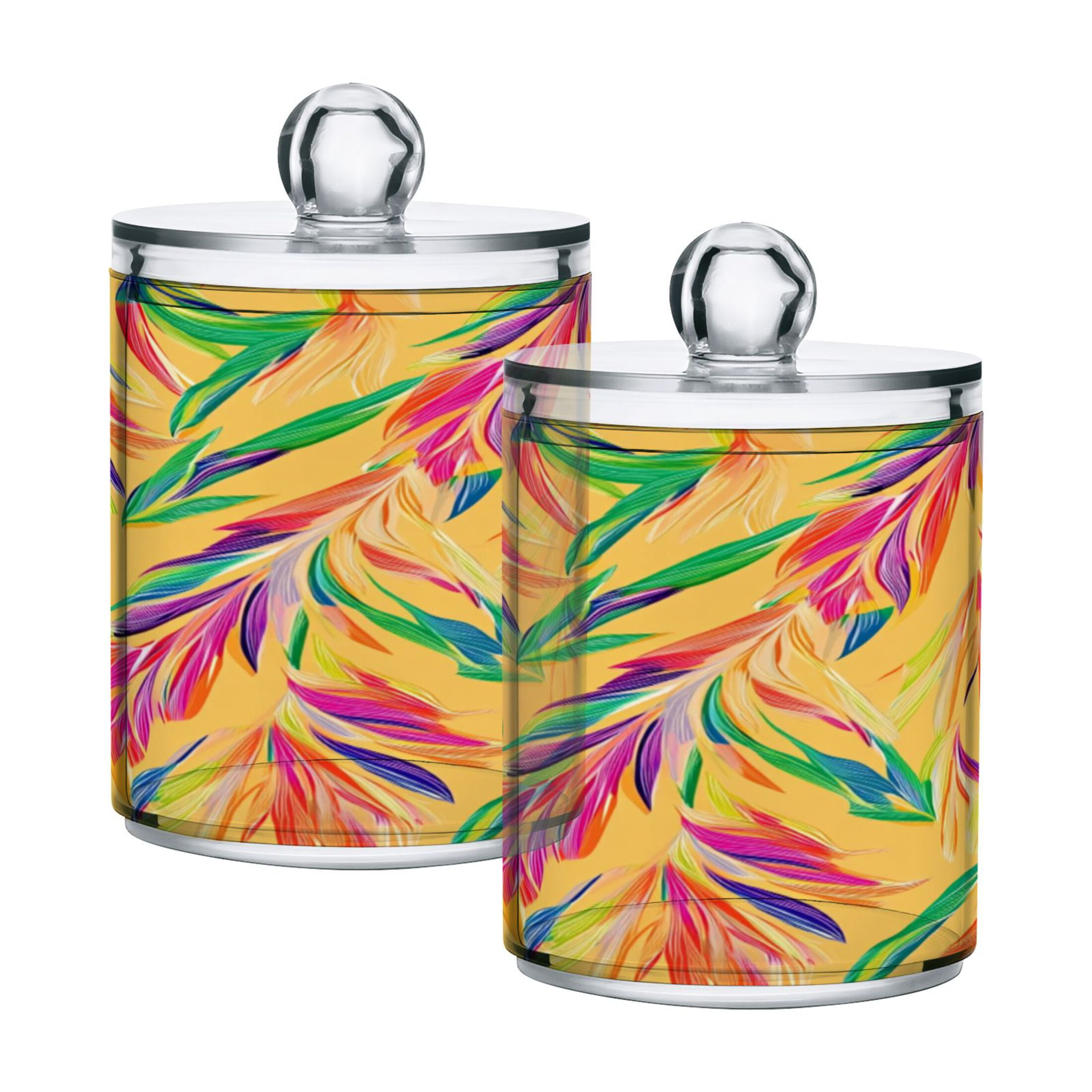 2 Pack Bathroom Canisters Transparent Storage Jar for Cotton Ball, Swab ...