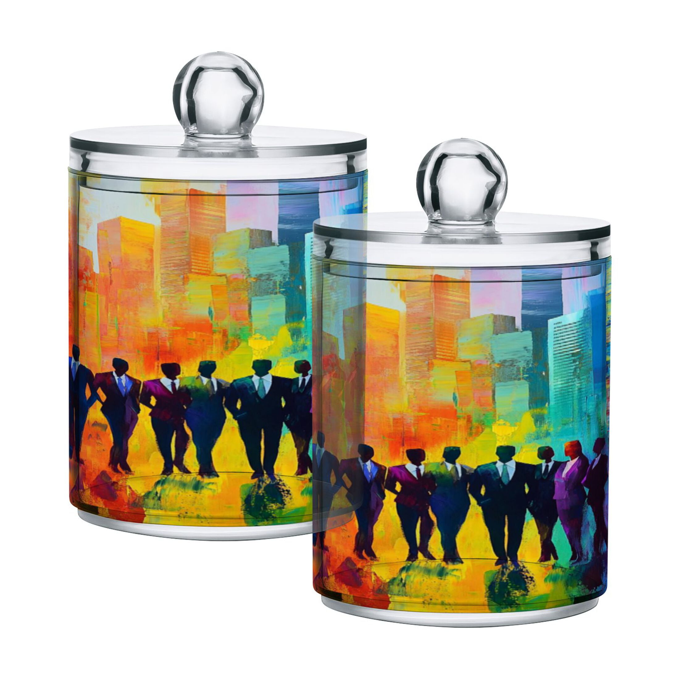 2 Pack Bathroom Canisters Transparent Storage Jar for Cotton Ball, Swab ...