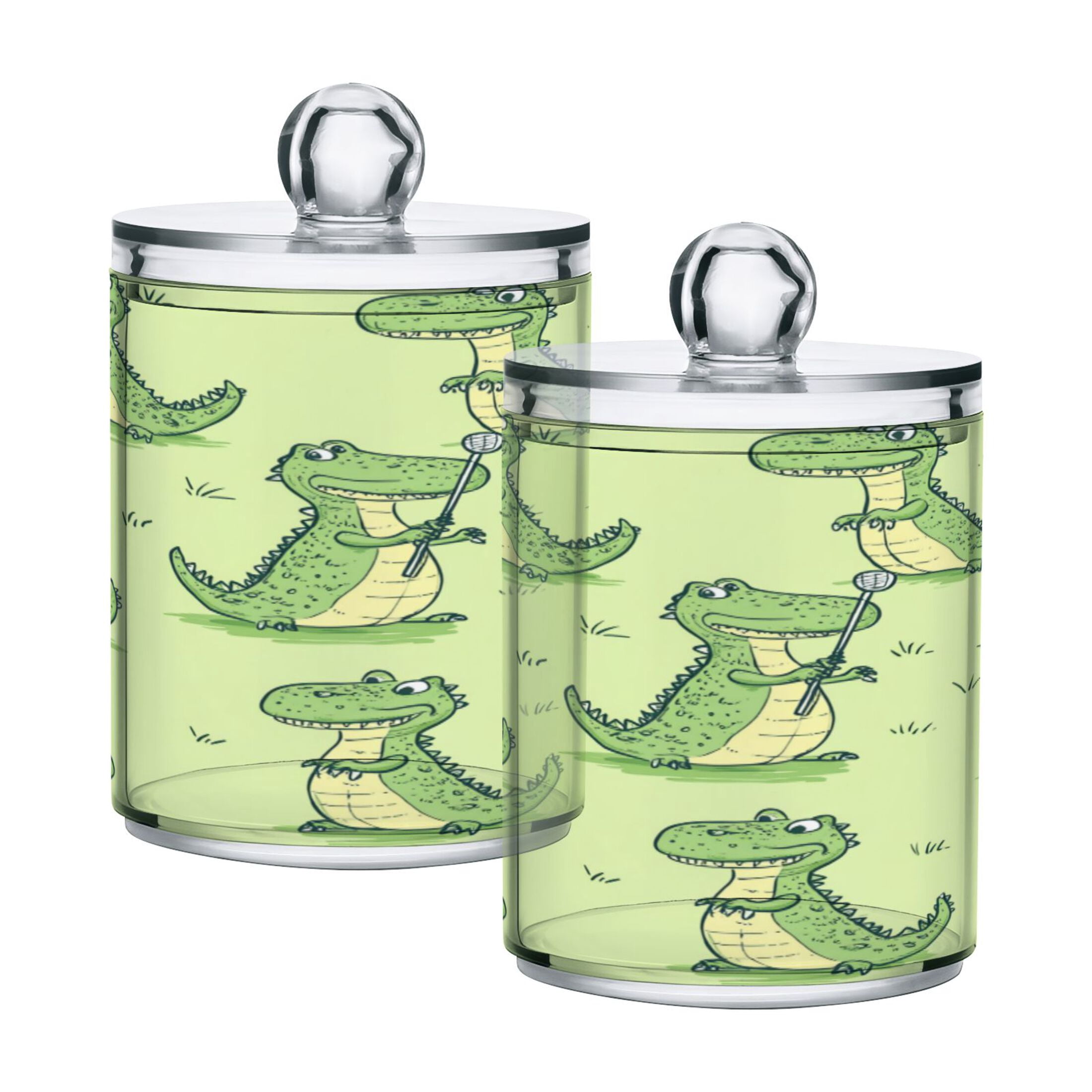 2 Pack Bathroom Canisters Transparent Storage Jar for Cotton Ball, Swab ...