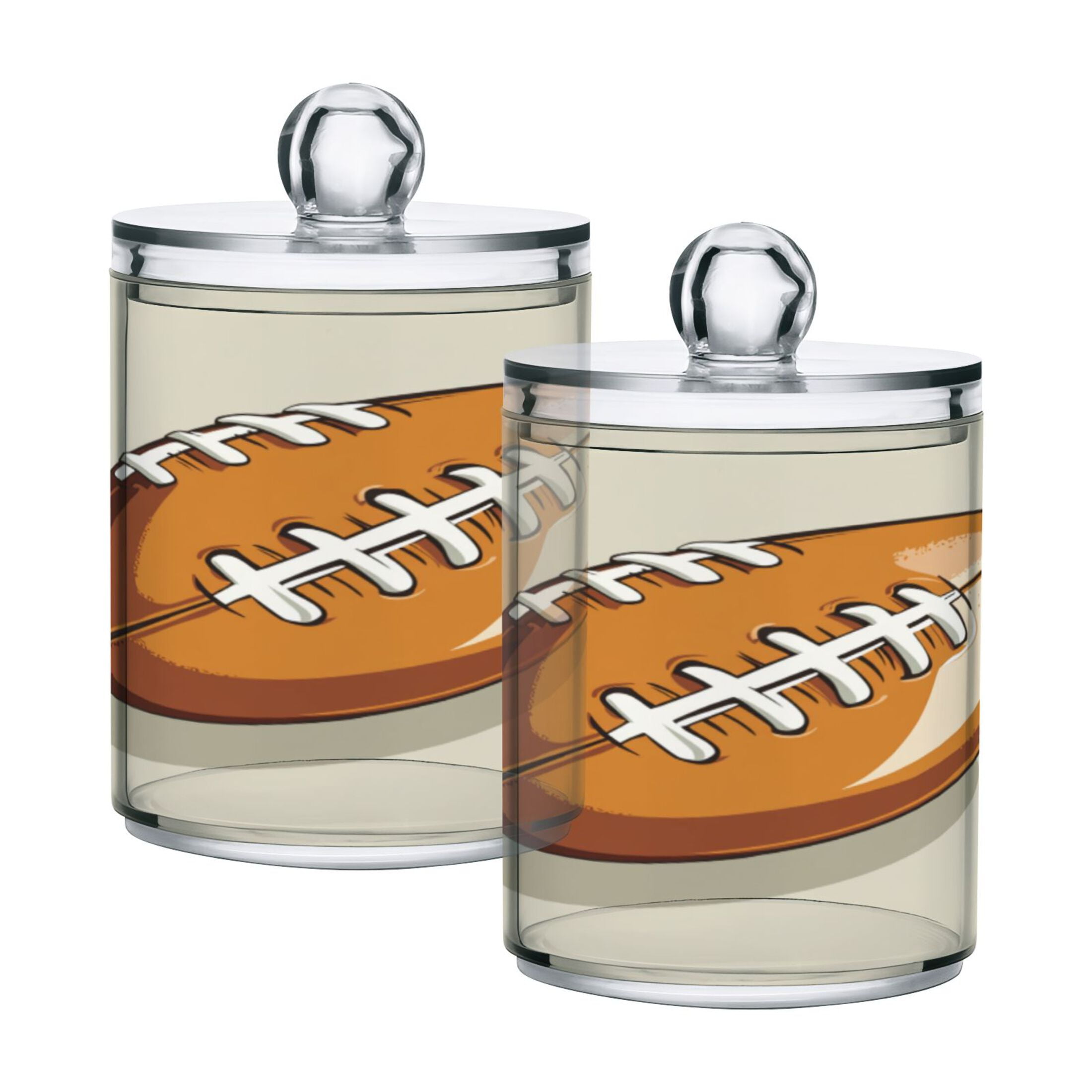 2 Pack Bathroom Canisters Transparent Storage Jar for Cotton Ball, Swab ...