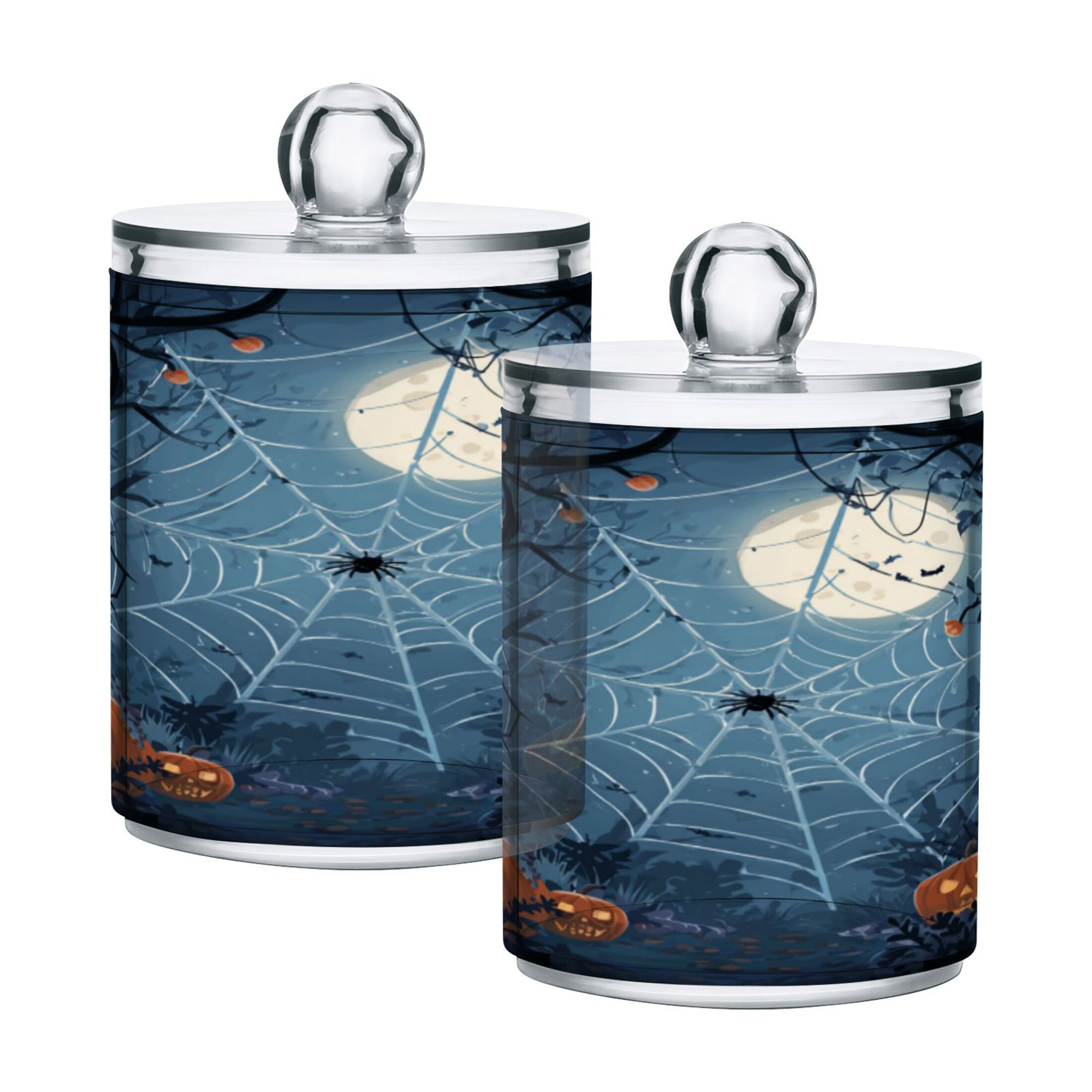 2 Pack Bathroom Canisters Transparent Storage Jar for Cotton Ball, Swab ...