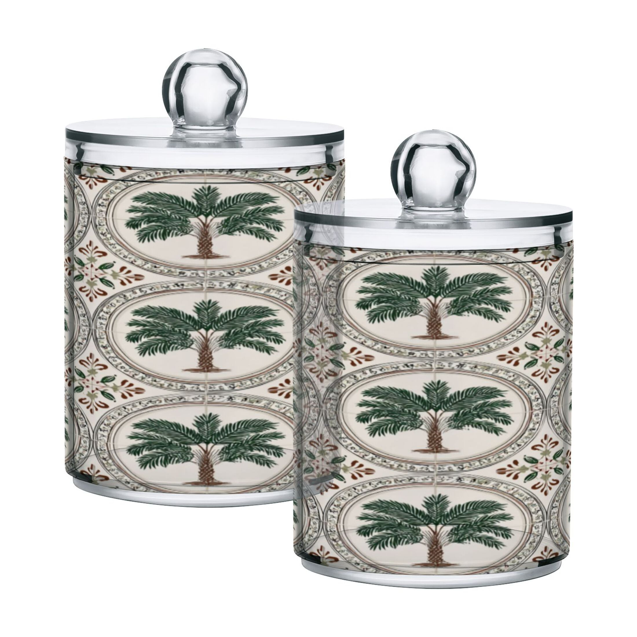 2 Pack Bathroom Canisters Transparent Storage Jar for Cotton Ball, Swab ...