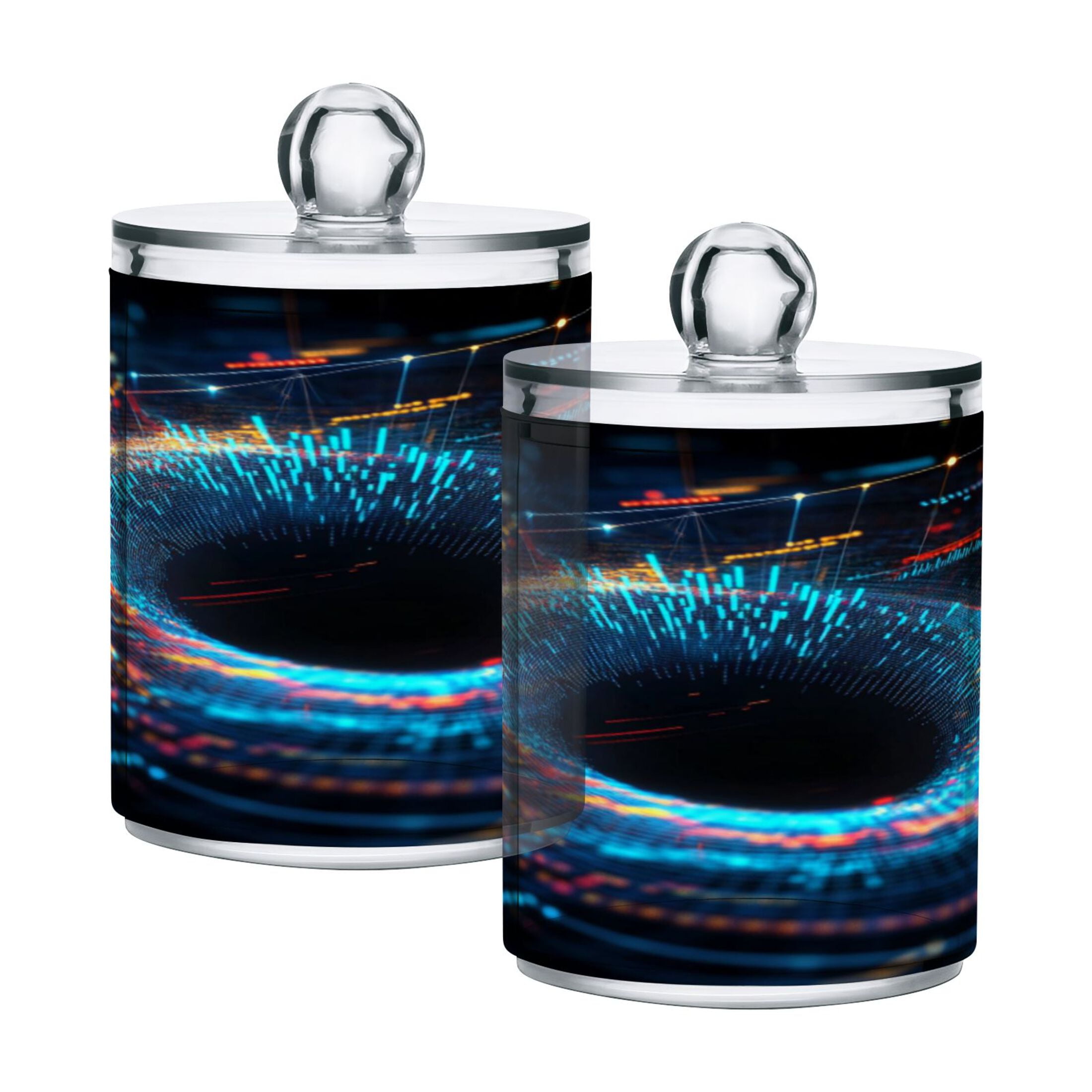 2 Pack Bathroom Canisters Transparent Storage Jar for Cotton Ball, Swab ...