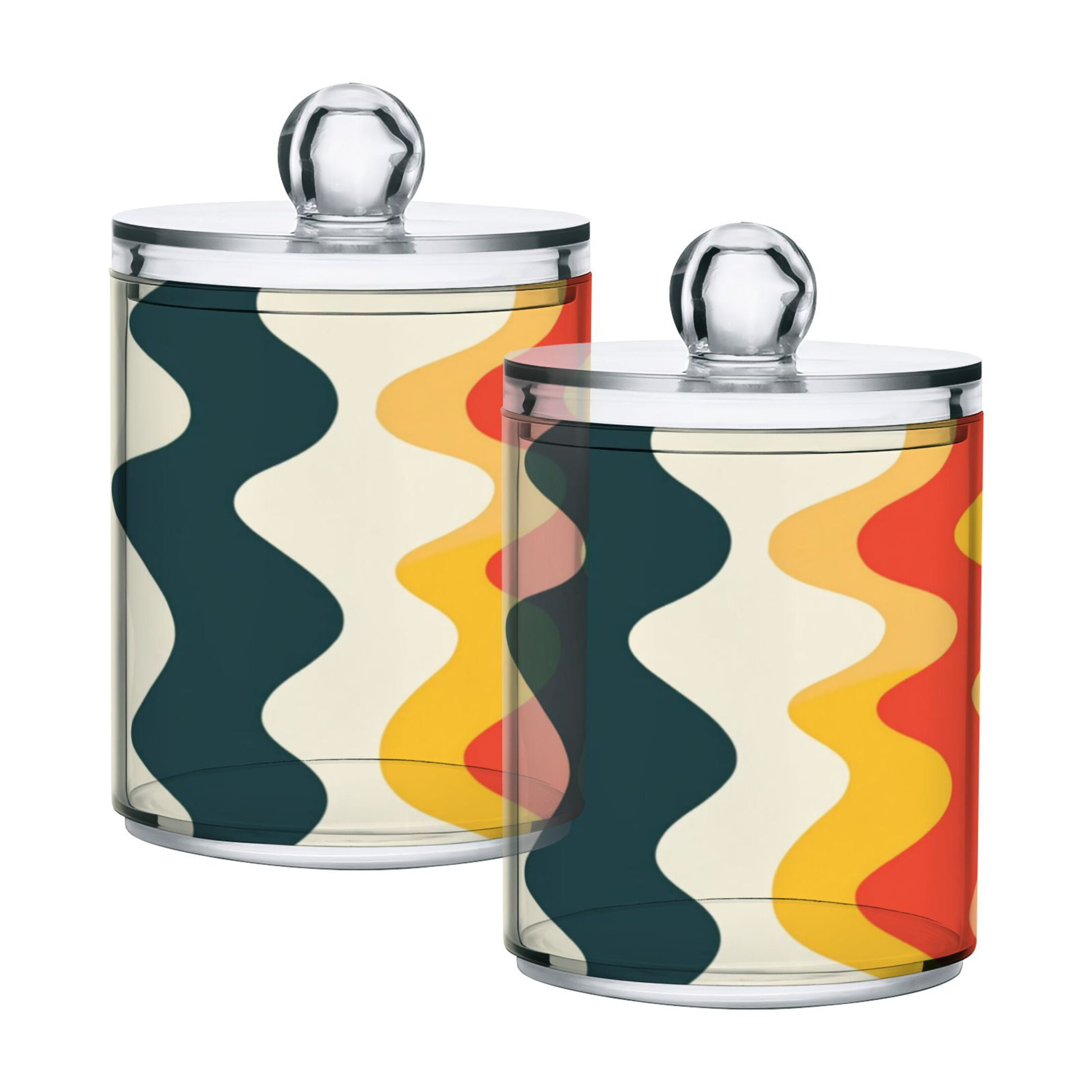 2 Pack Bathroom Canisters Transparent Storage Jar for Cotton Ball, Swab ...