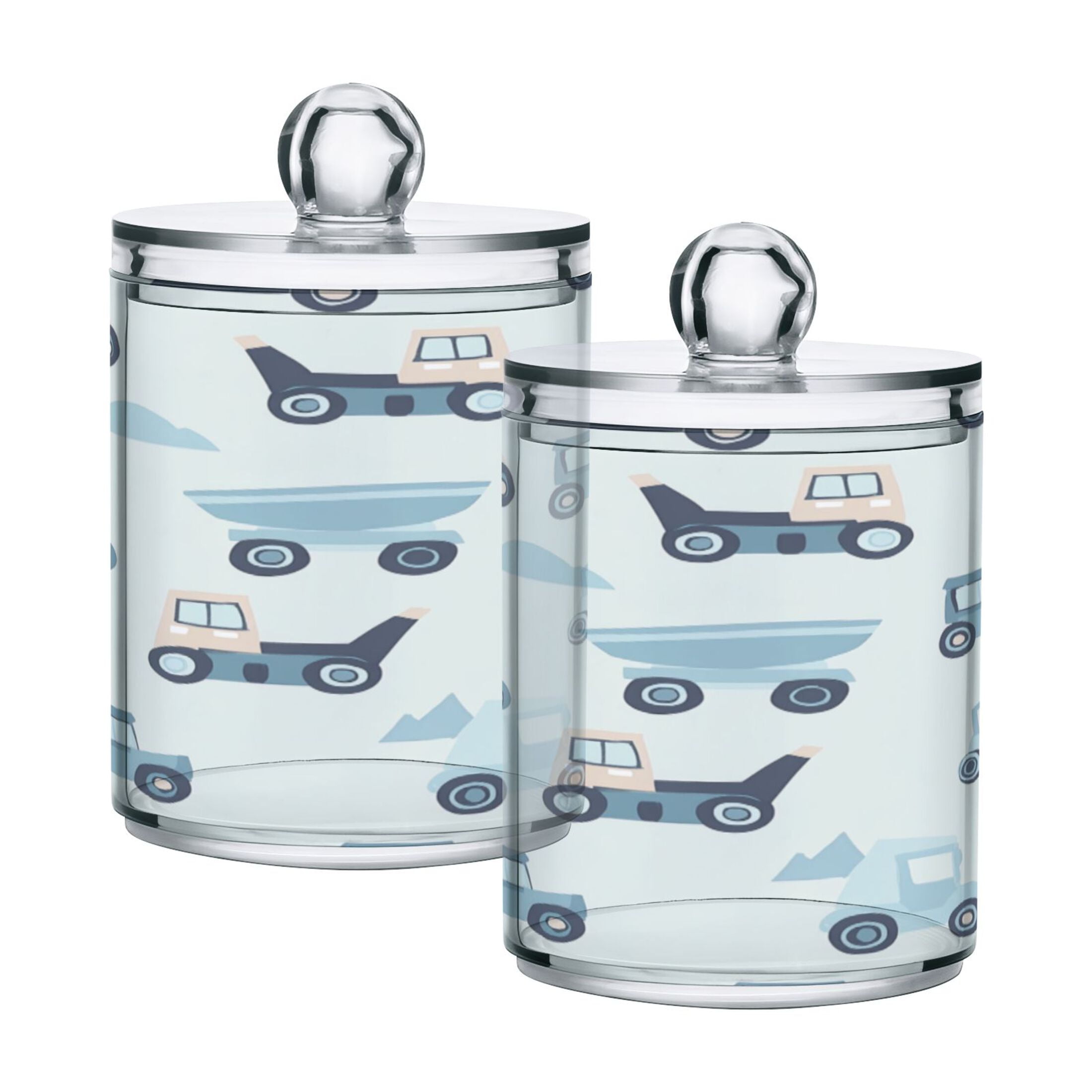 2 Pack Bathroom Canisters Transparent Storage Jar for Cotton Ball, Swab ...