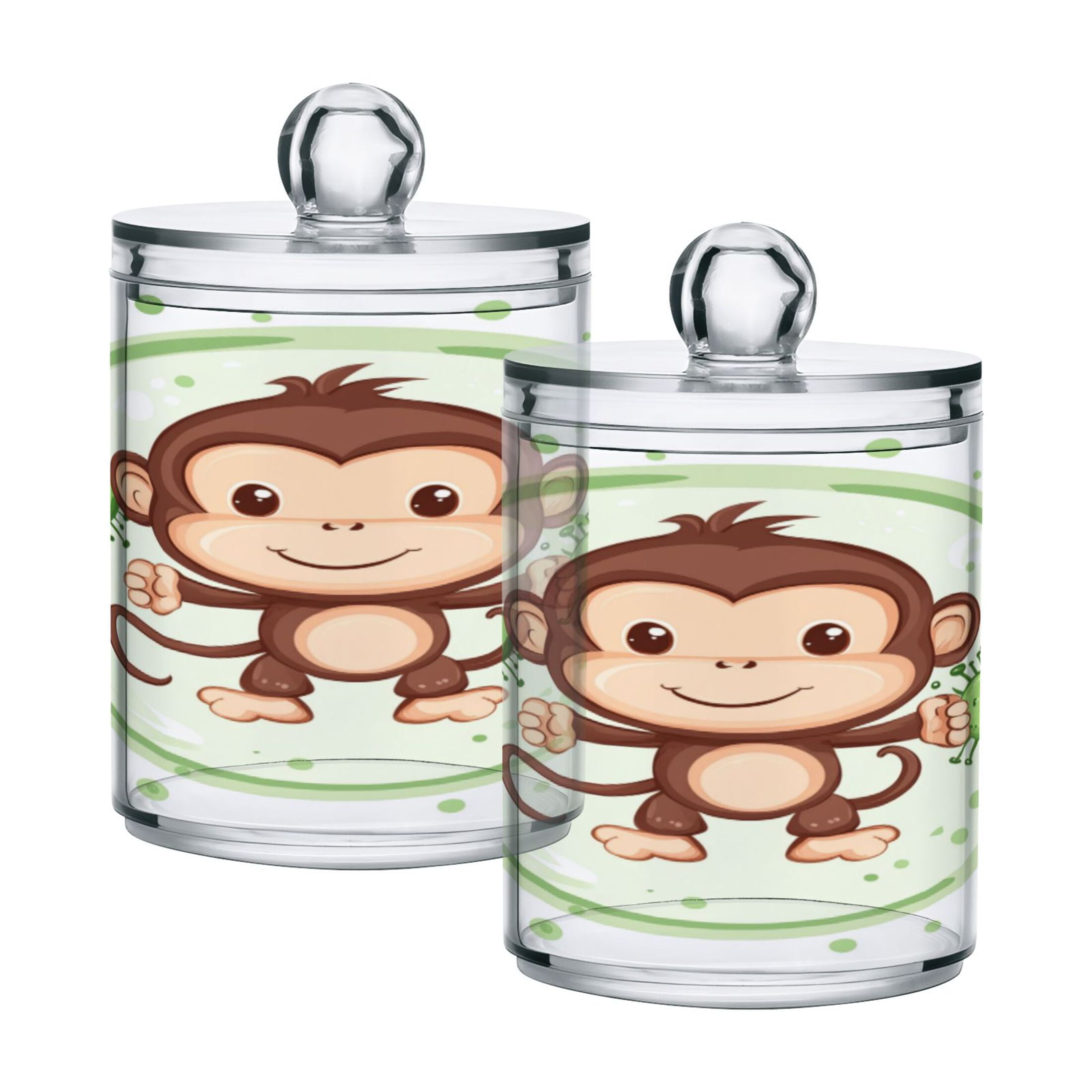2 Pack Bathroom Canisters Transparent Storage Jar for Cotton Ball, Swab ...