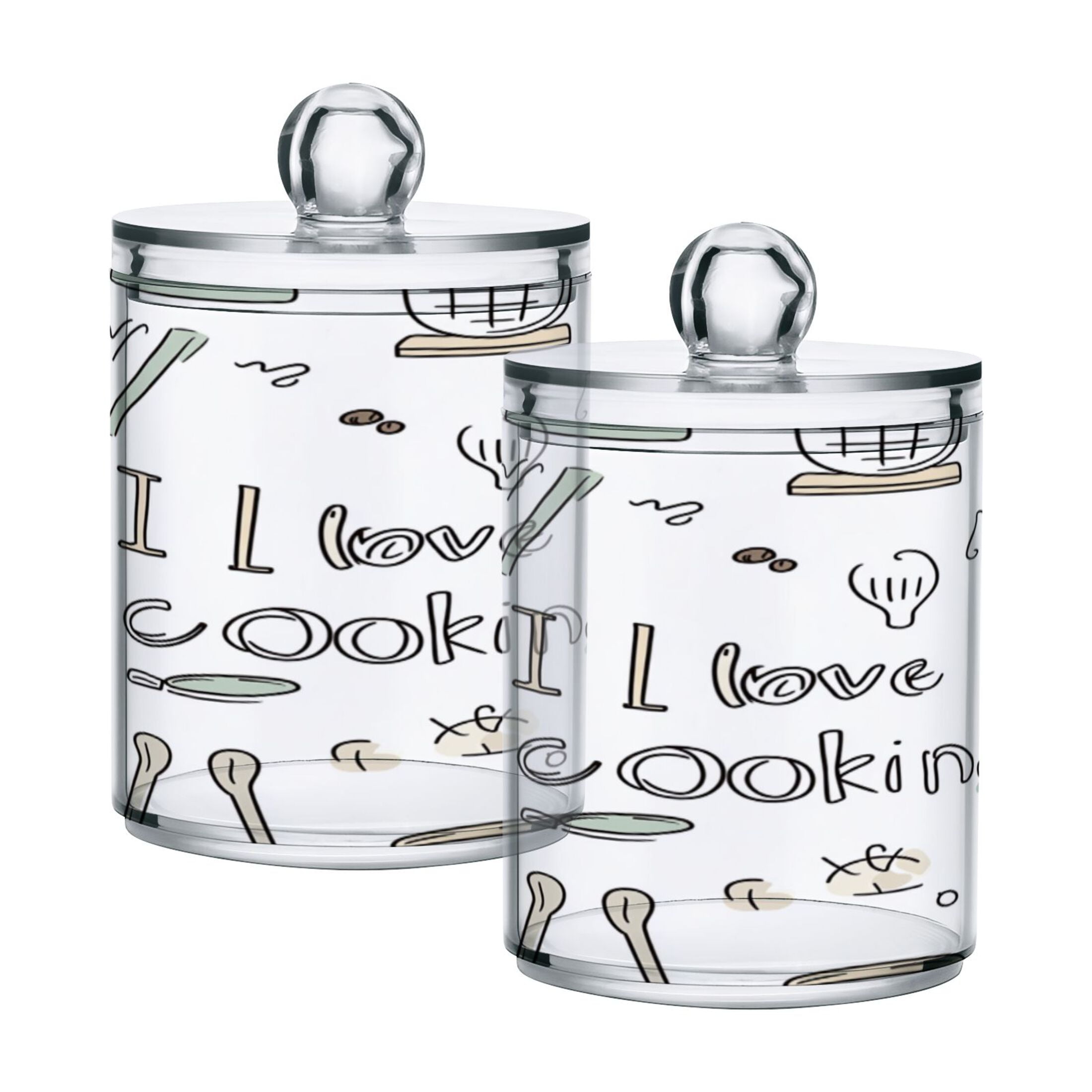 2 Pack Bathroom Canisters Transparent Storage Jar for Cotton Ball, Swab ...