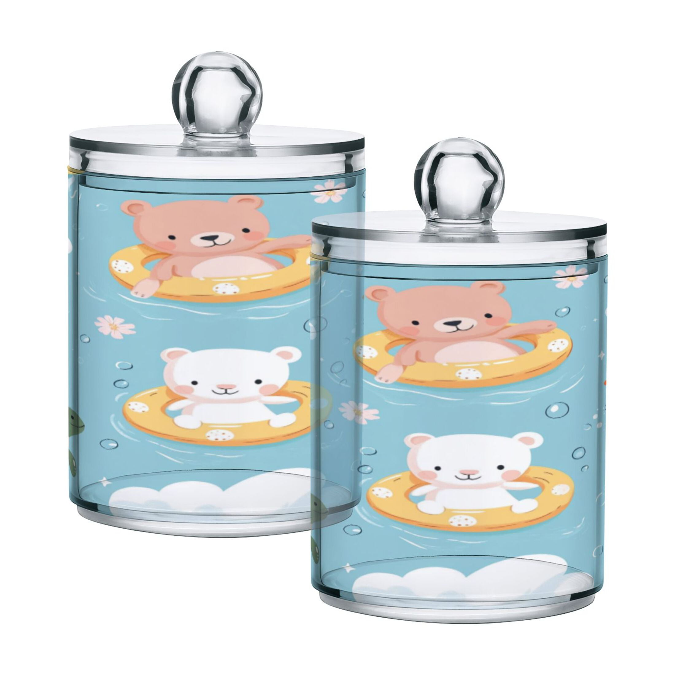 2 Pack Bathroom Canisters Transparent Storage Jar for Cotton Ball, Swab ...