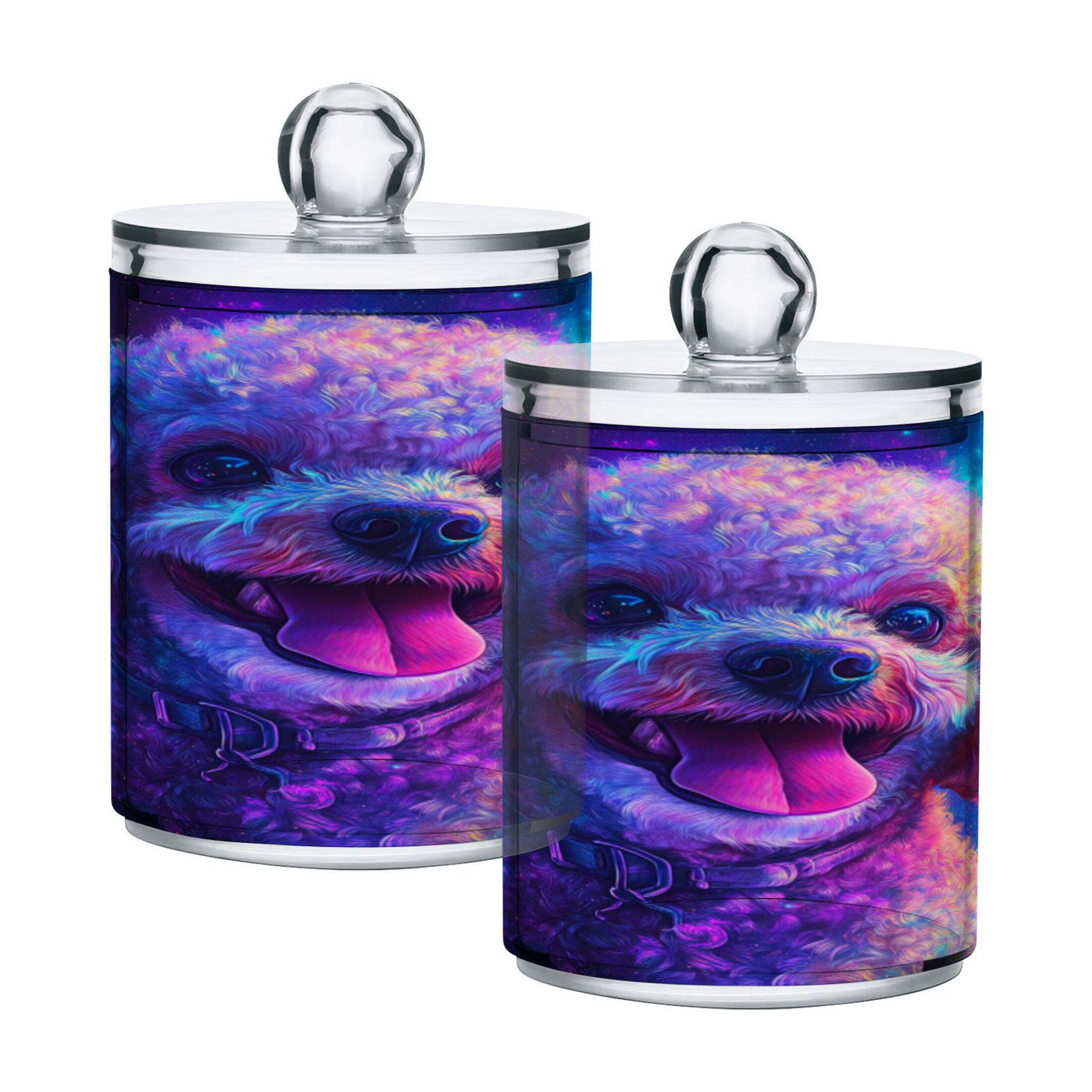 2 Pack Bathroom Canisters Transparent Storage Jar for Cotton Ball, Swab ...