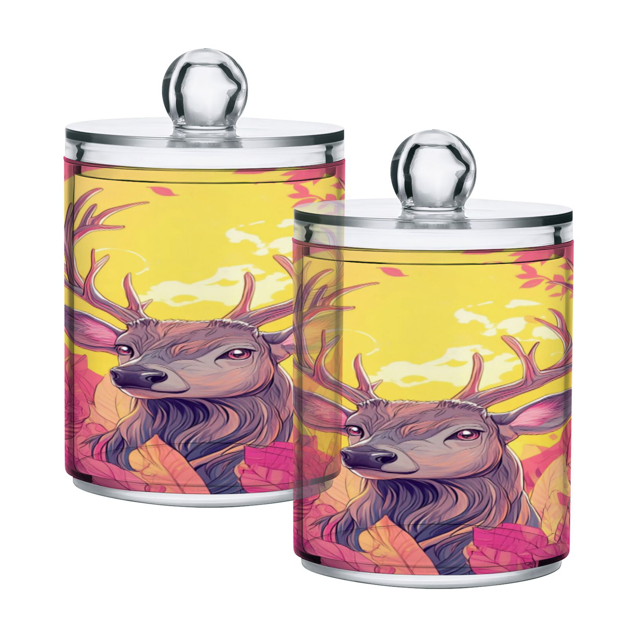 2 Pack Bathroom Canisters Transparent Storage Jar for Cotton Ball, Swab ...