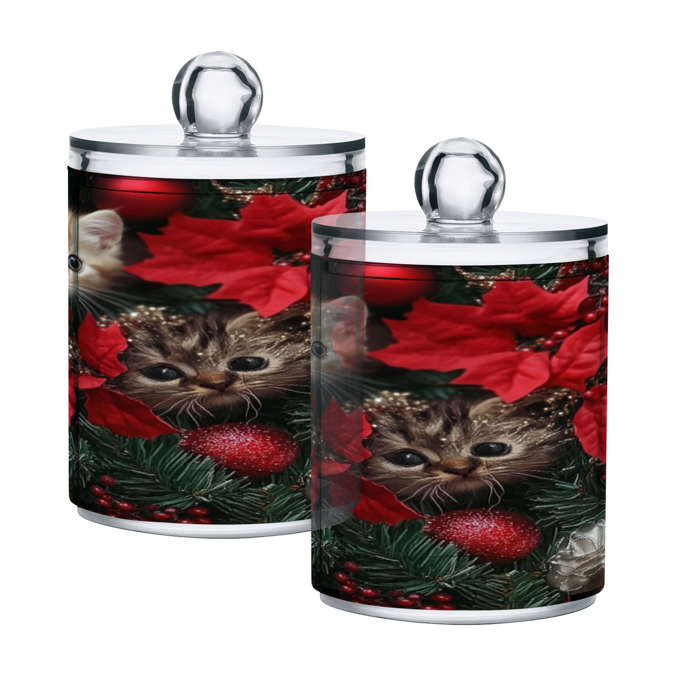 2 Pack Bathroom Canisters Transparent Storage Jar for Cotton Ball, Swab ...