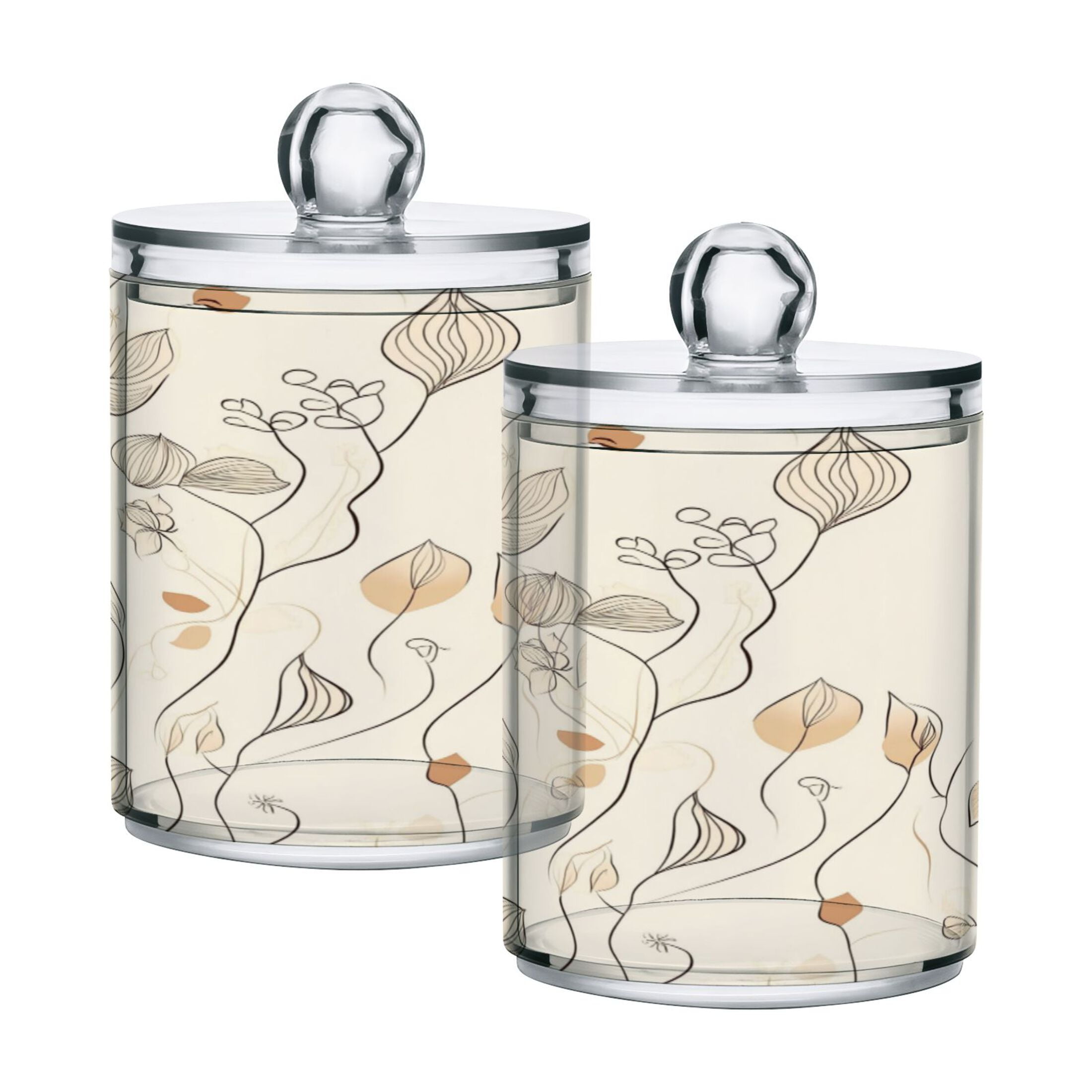 2 Pack Bathroom Canisters Transparent Storage Jar for Cotton Ball, Swab ...