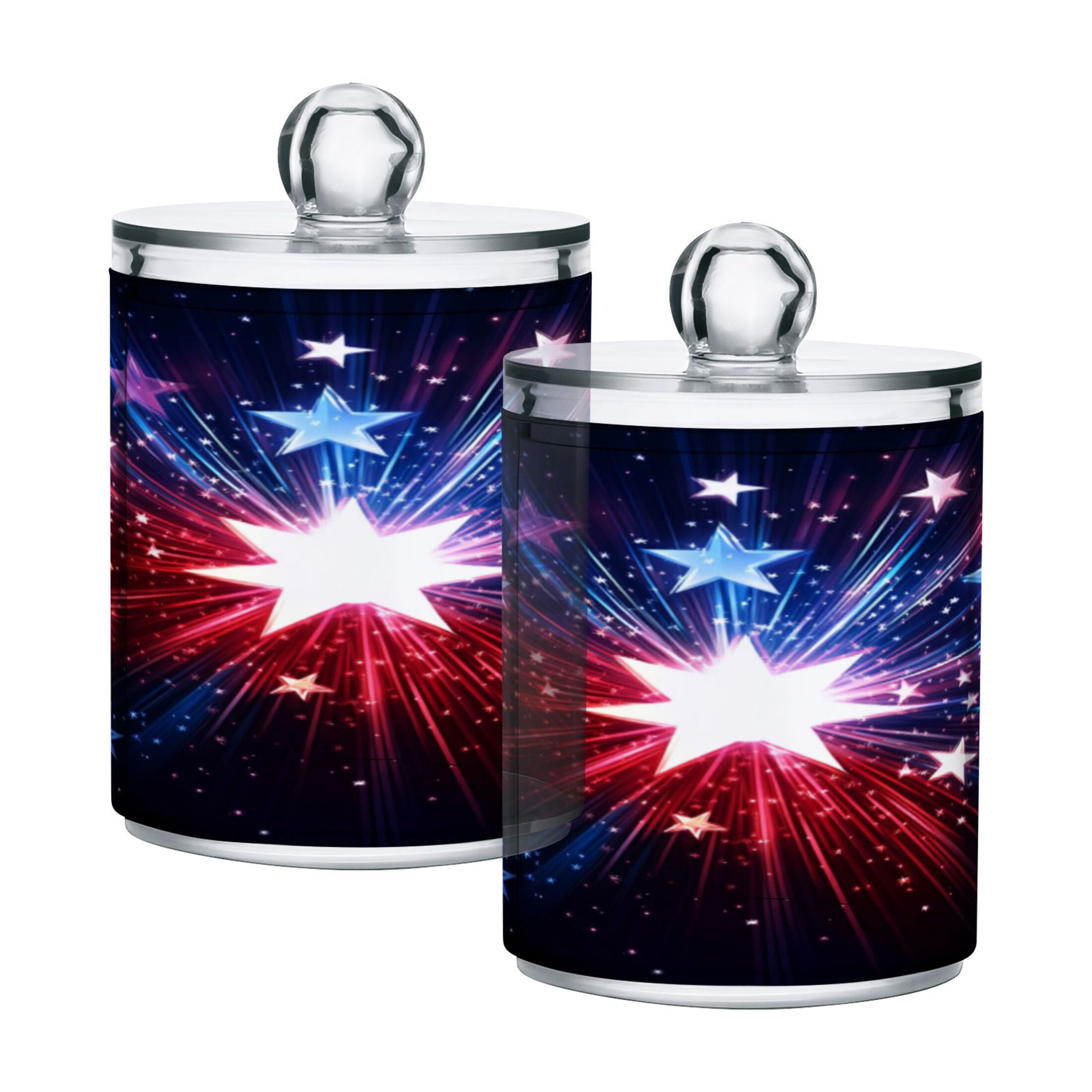 2 Pack Bathroom Canisters Transparent Storage Jar for Cotton Ball, Swab ...