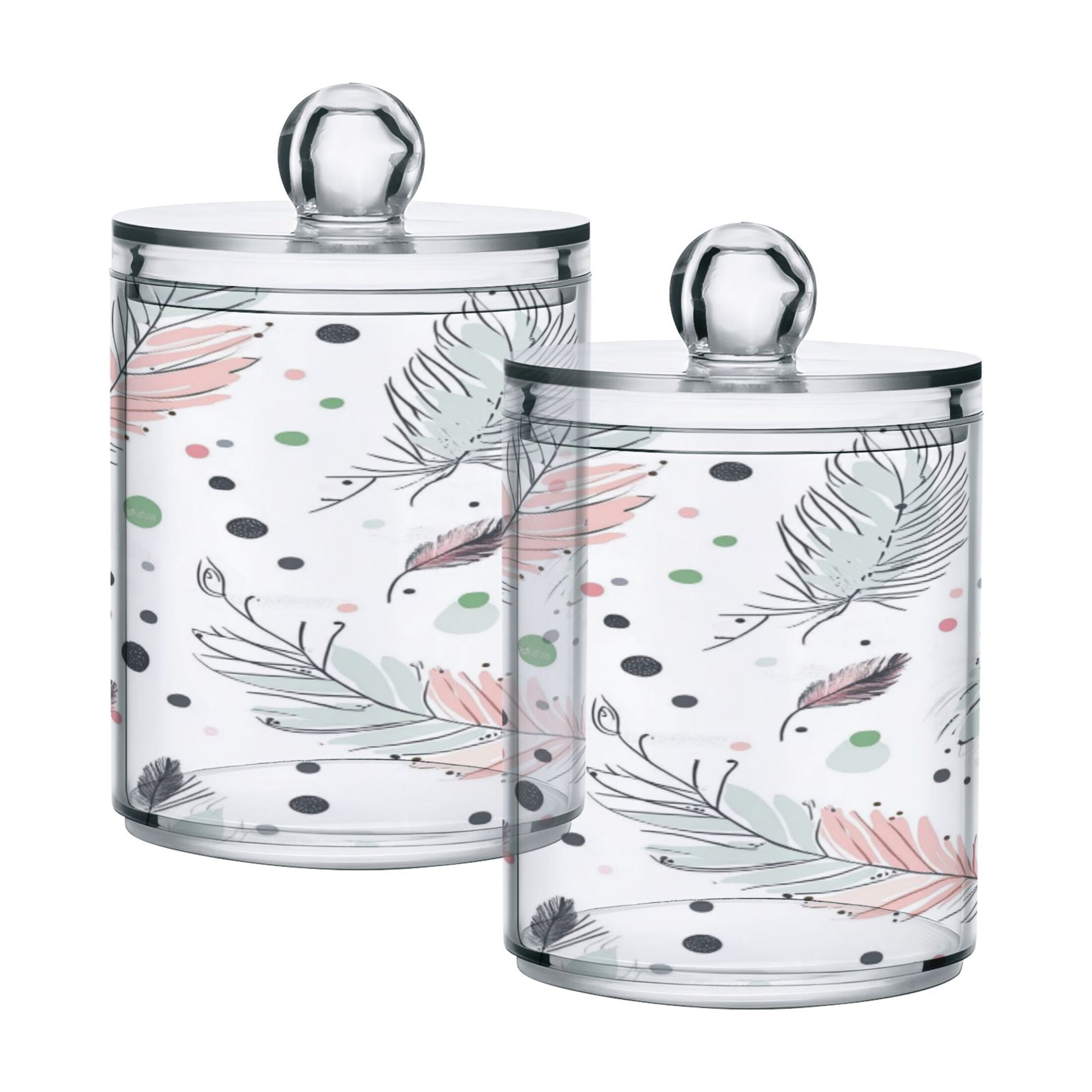 2 Pack Bathroom Canisters Transparent Storage Jar for Cotton Ball, Swab ...