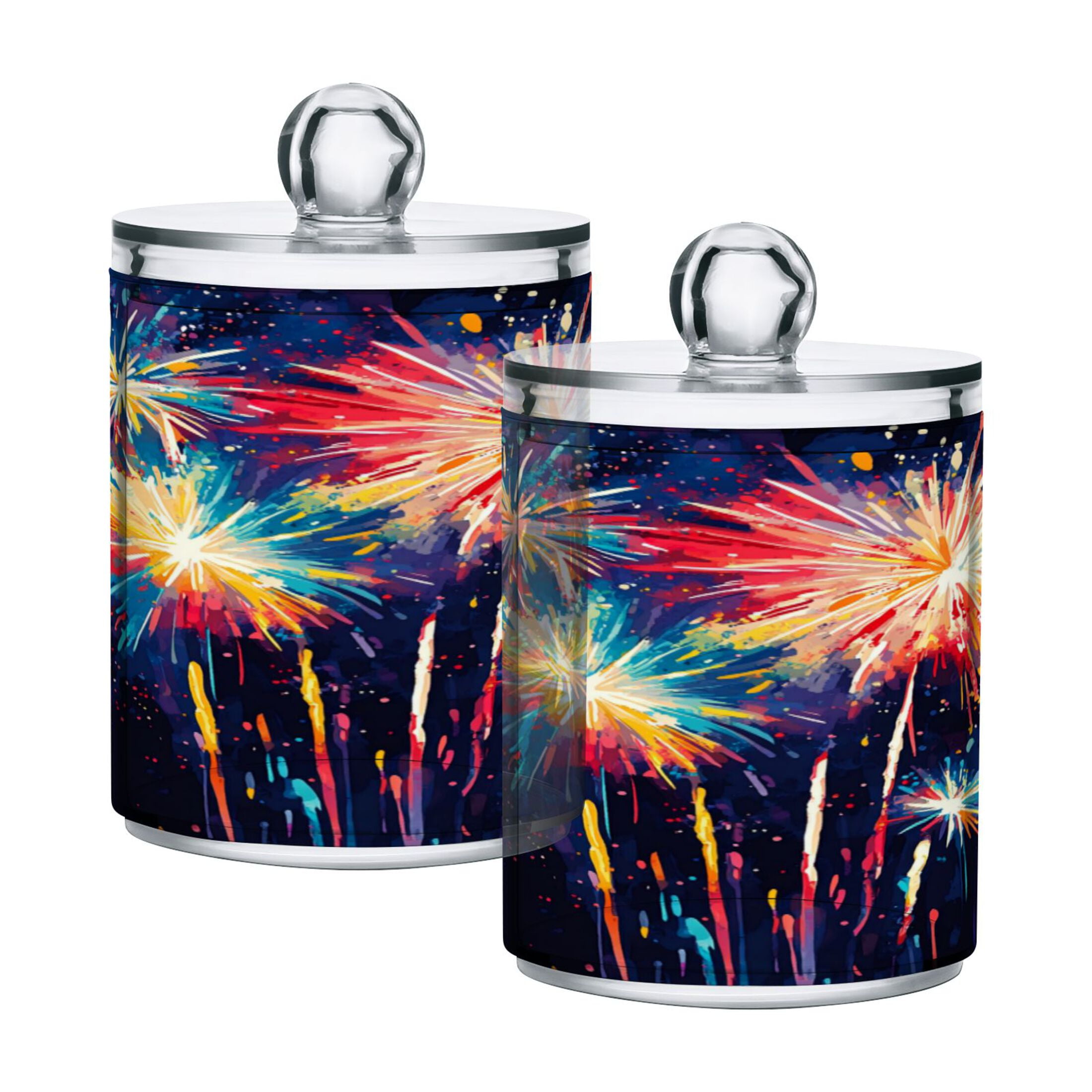 2 Pack Bathroom Canisters Transparent Storage Jar for Cotton Ball, Swab ...