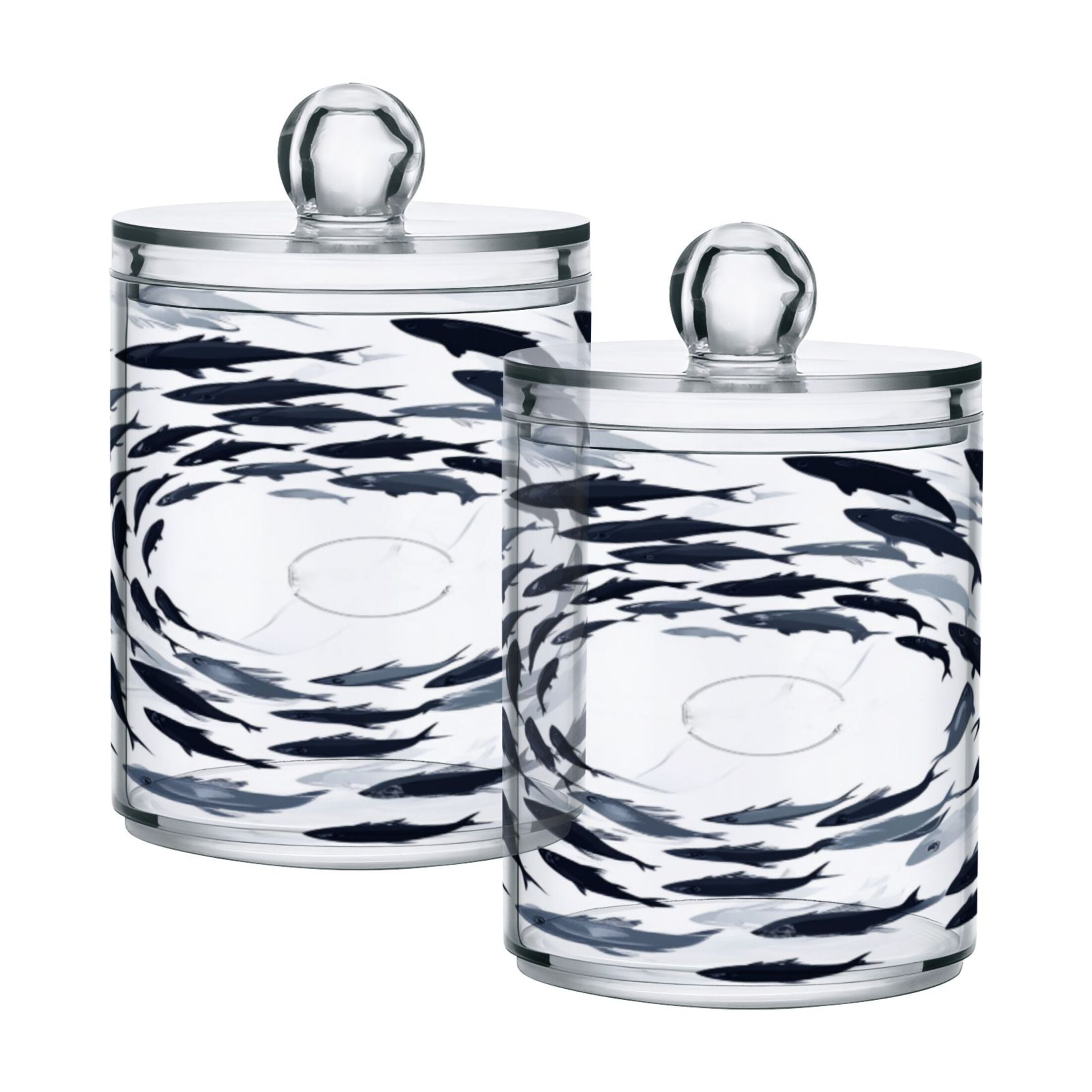 2 Pack Bathroom Canisters Transparent Storage Jar for Cotton Ball, Swab ...
