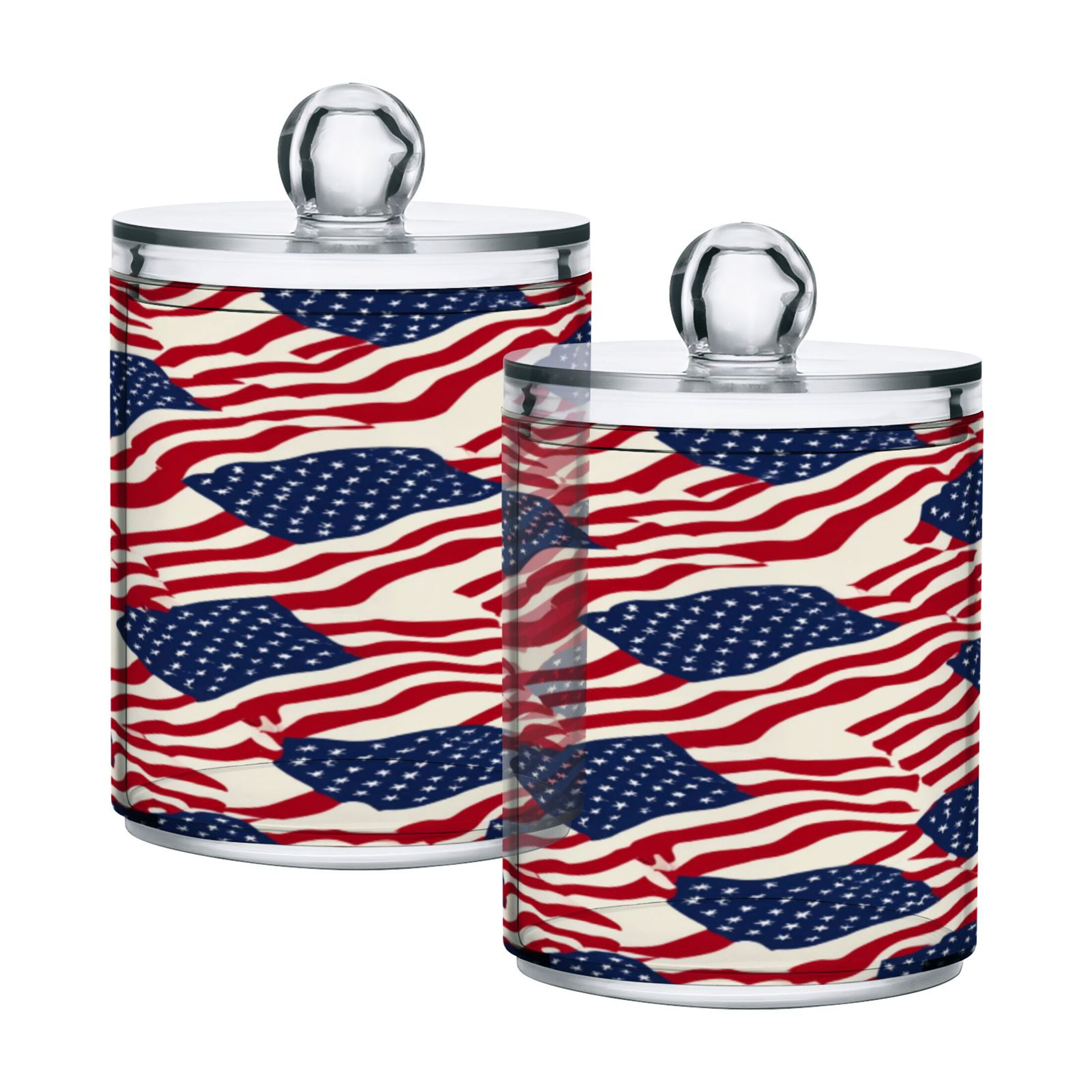 2 Pack Bathroom Canisters Transparent Storage Jar for Cotton Ball, Swab ...