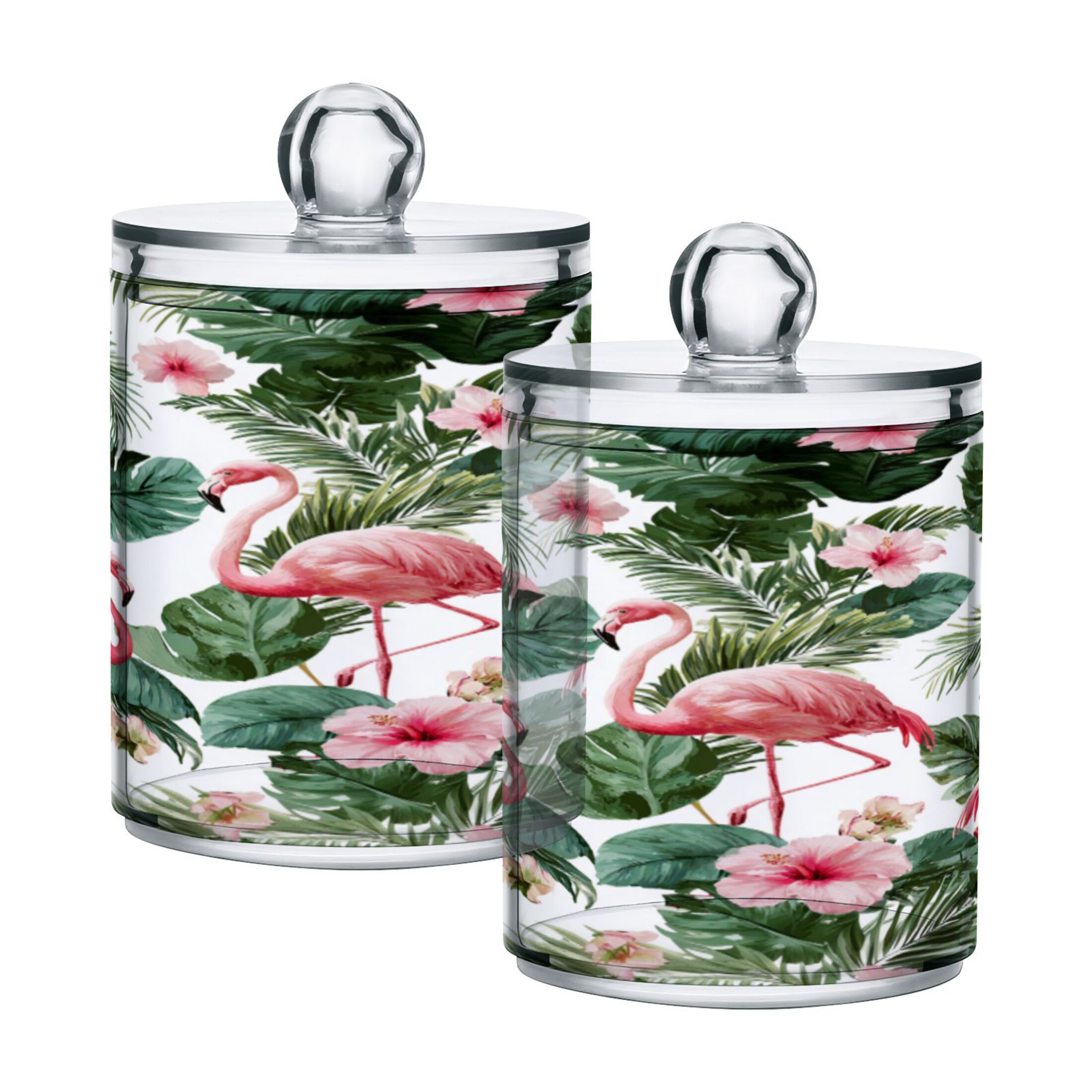 2 Pack Bathroom Canisters Transparent Storage Jar for Cotton Ball, Swab ...