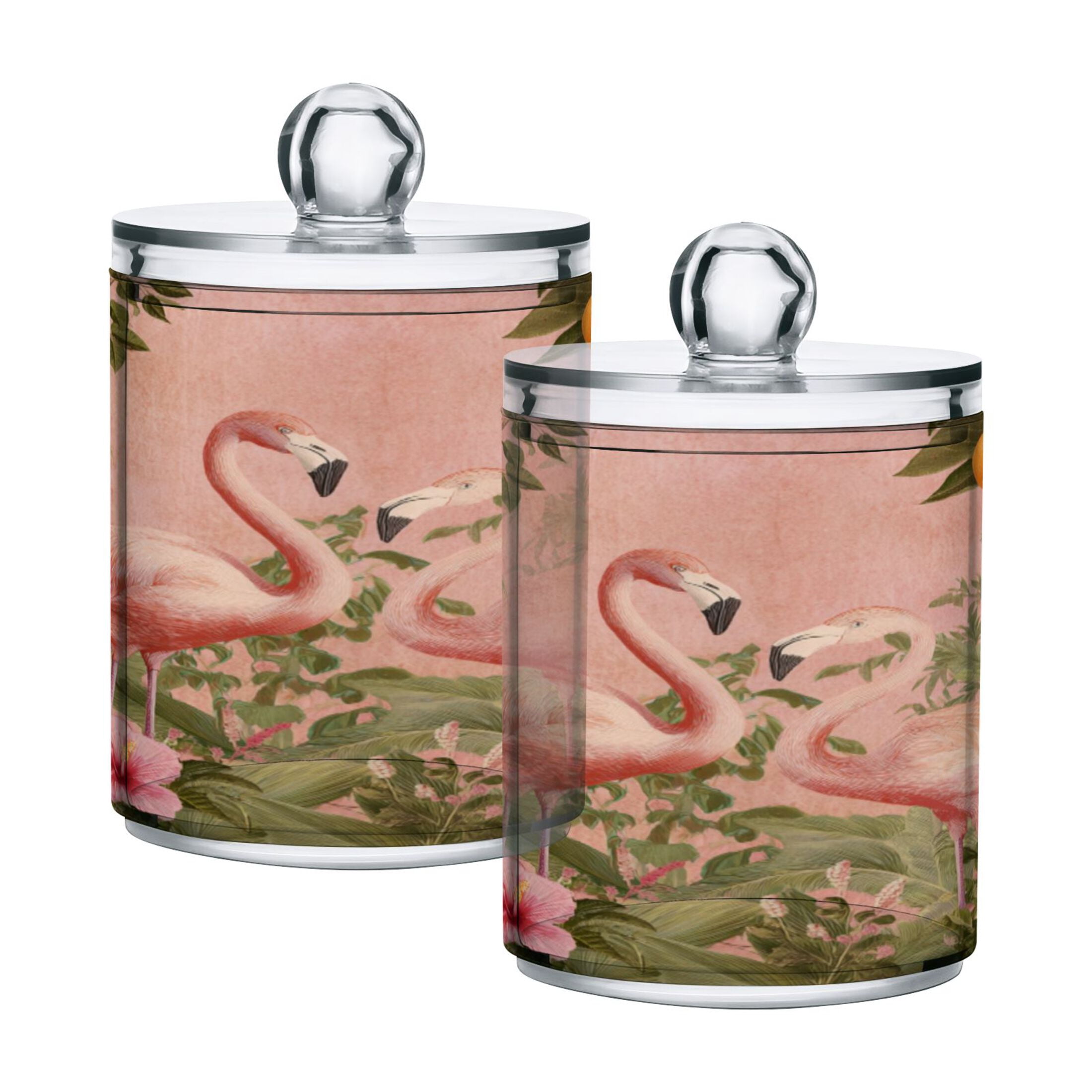 2 Pack Bathroom Canisters Transparent Storage Jar for Cotton Ball, Swab ...