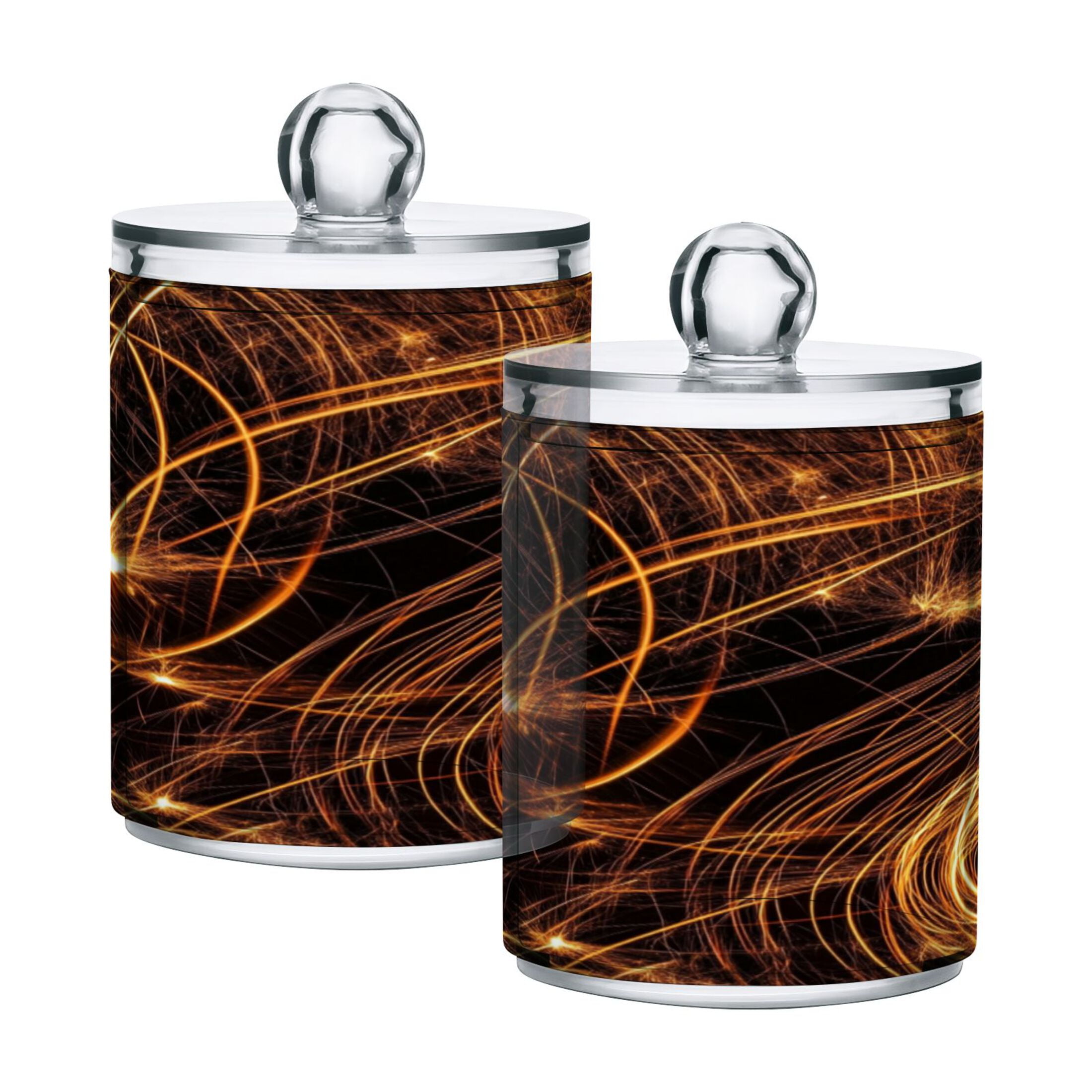 2 Pack Bathroom Canisters Transparent Storage Jar for Cotton Ball, Swab ...