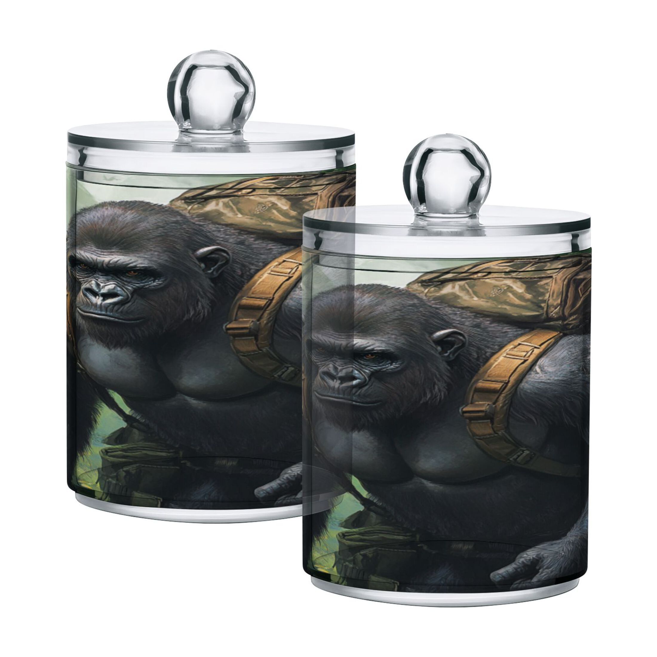 2 Pack Bathroom Canisters Transparent Storage Jar for Cotton Ball, Swab ...