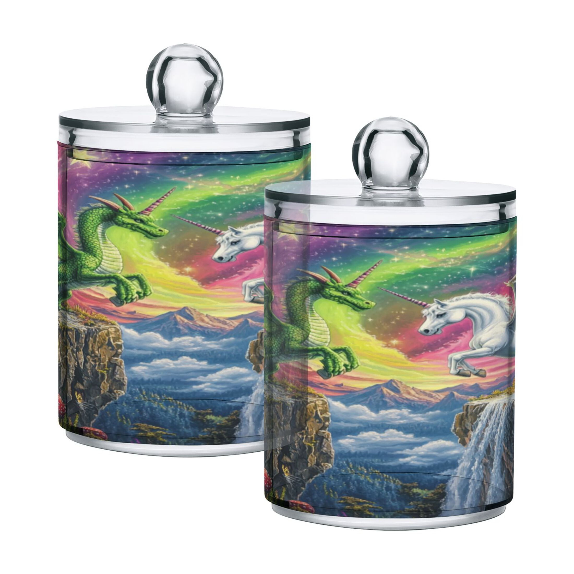 2 Pack Bathroom Canisters Transparent Storage Jar for Cotton Ball, Swab ...