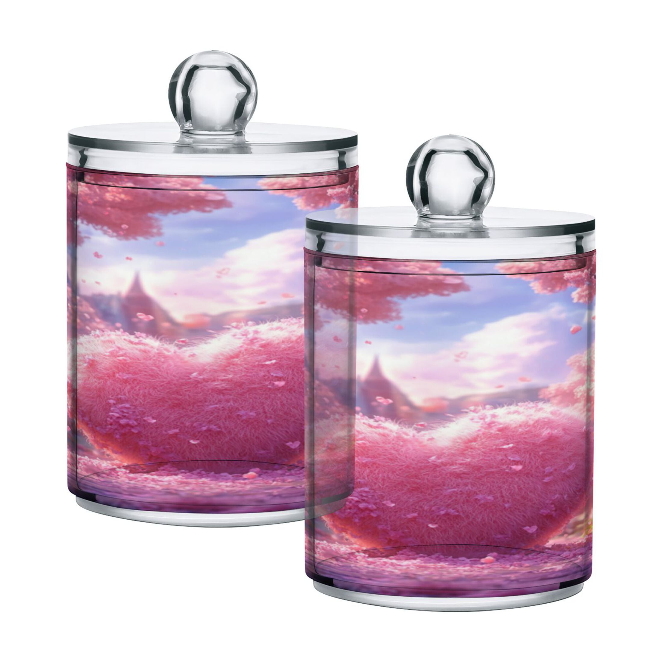 2 Pack Bathroom Canisters Transparent Storage Jar for Cotton Ball, Swab ...