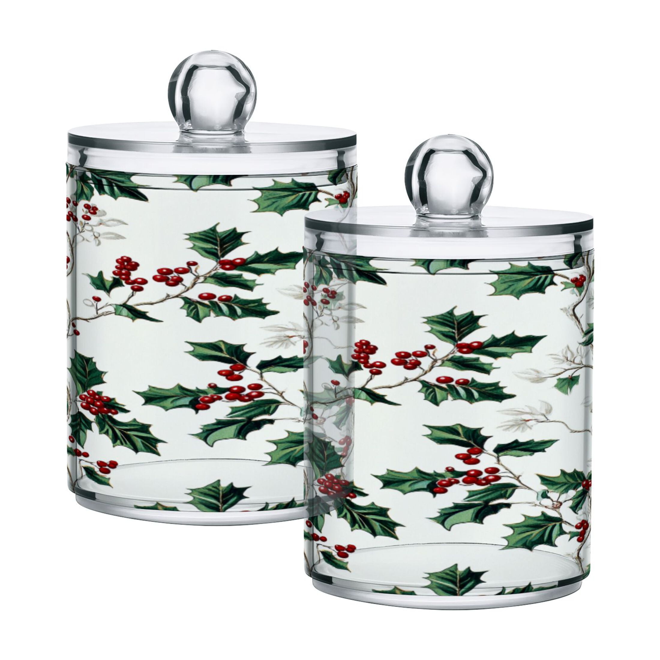 2 Pack Bathroom Canisters Transparent Storage Jar for Cotton Ball, Swab ...