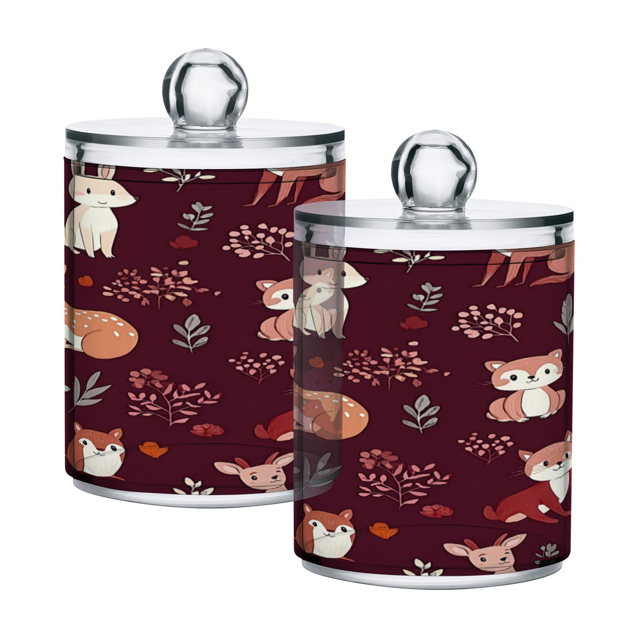 2 Pack Bathroom Canisters Transparent Storage Jar for Cotton Ball, Swab ...