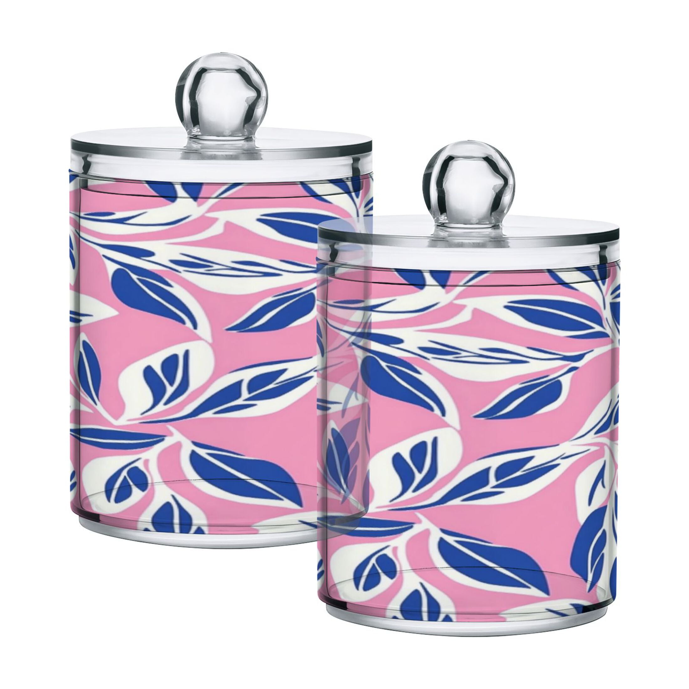 2 Pack Bathroom Canisters Transparent Storage Jar for Cotton Ball, Swab ...