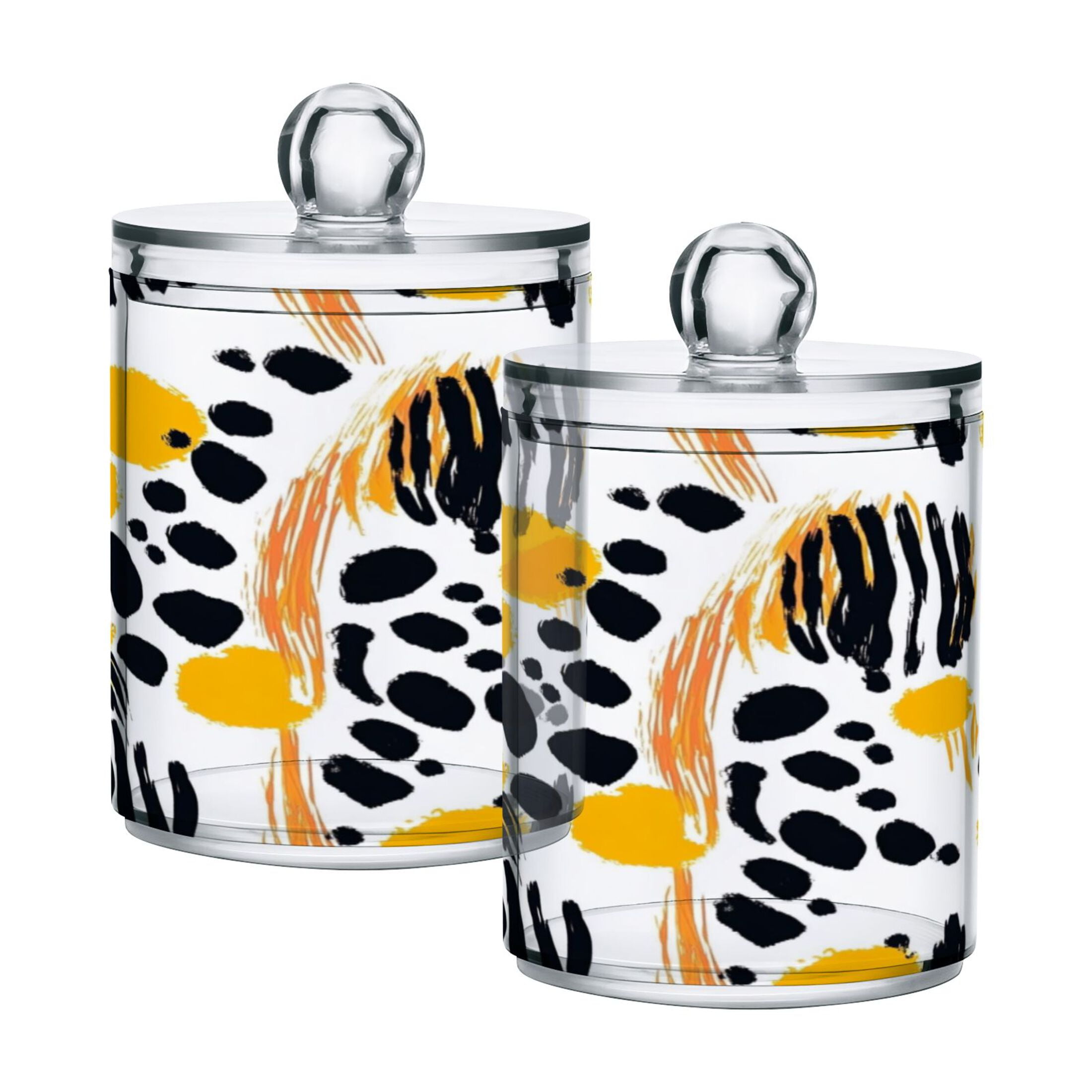 2 Pack Bathroom Canisters Transparent Storage Jar for Cotton Ball, Swab ...
