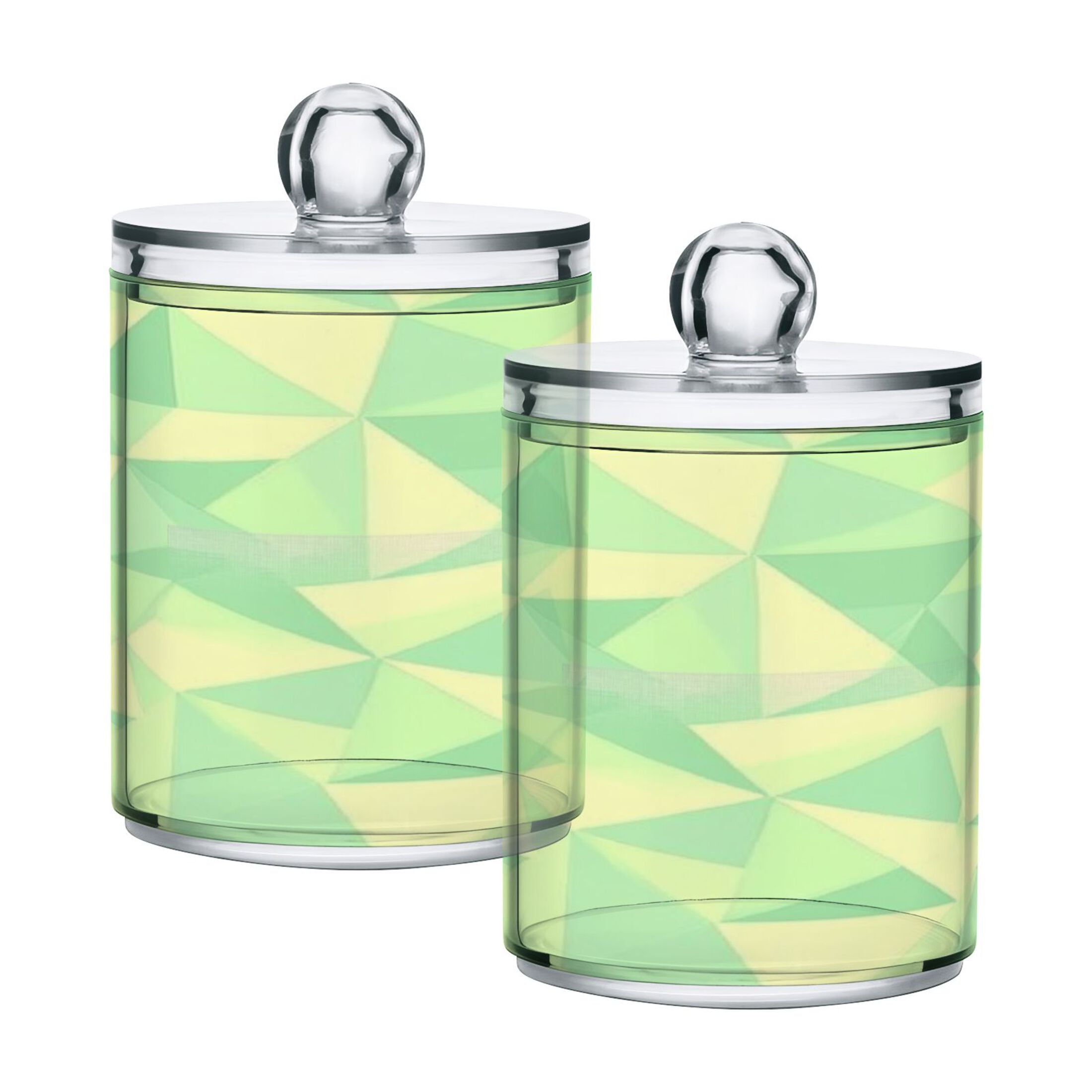 2 Pack Bathroom Canisters Transparent Storage Jar for Cotton Ball, Swab ...